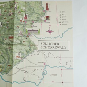 Vintage Map of the Southern Black Forest, Schwarzwald in Germany, Small ...