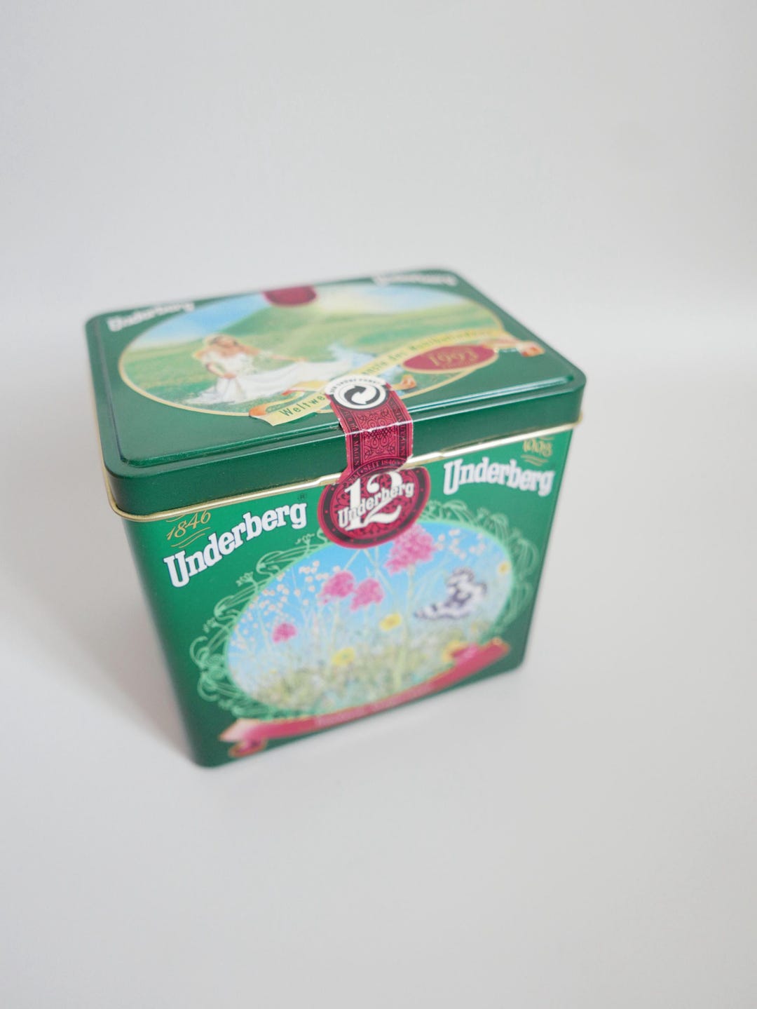 Retro Tin Underberg Schnapps, Flower Meadow Mountain Meadow Butterflies ...