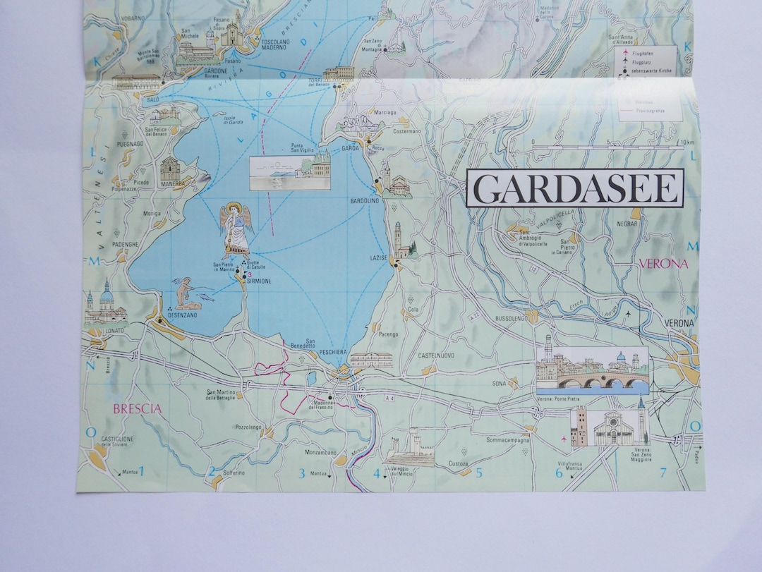 Vintage Map of Lake Garda Gardasee in Italy, Folded Map, Small Size ...