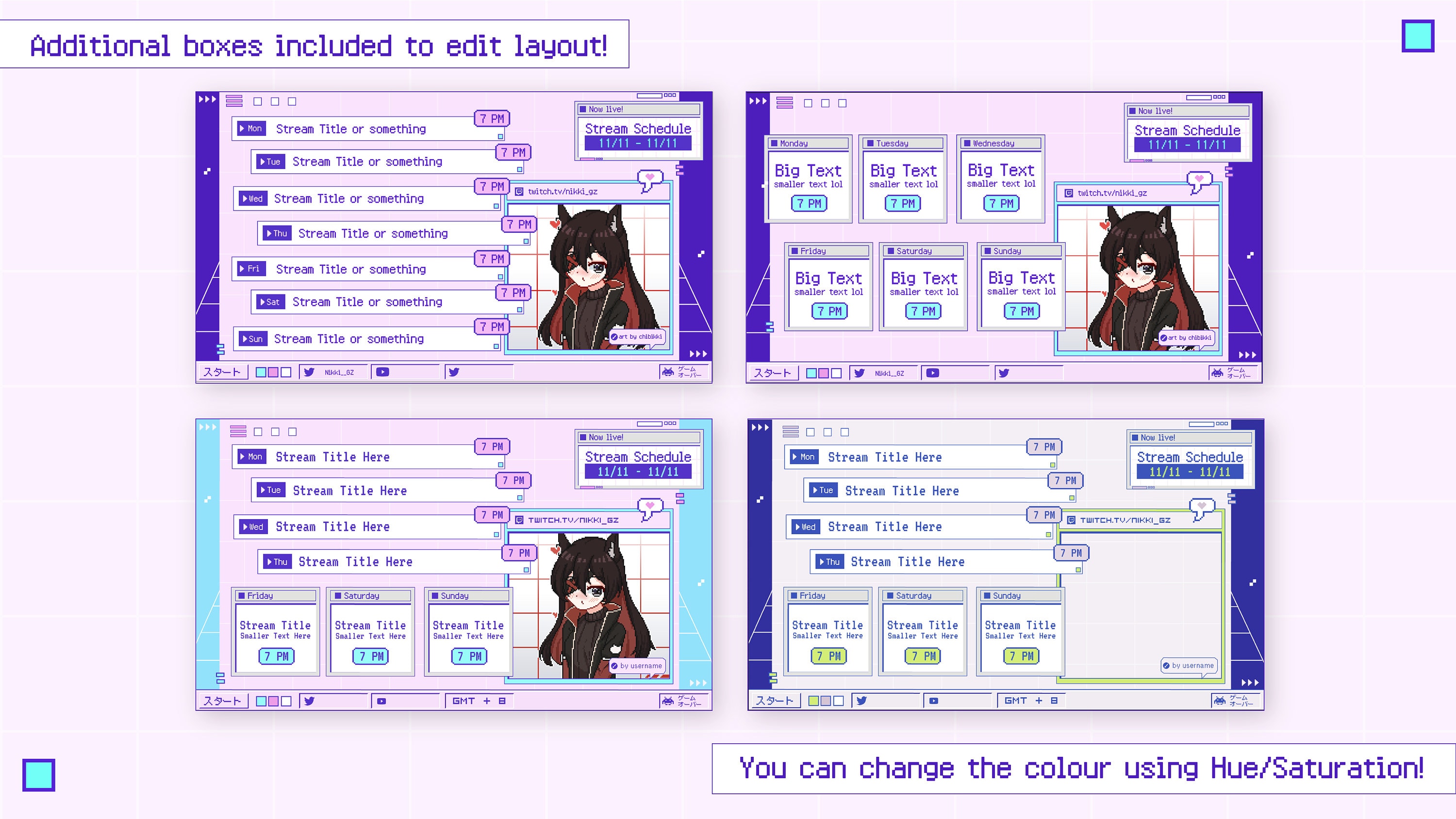 Pixel Stream Schedule Template - Etsy