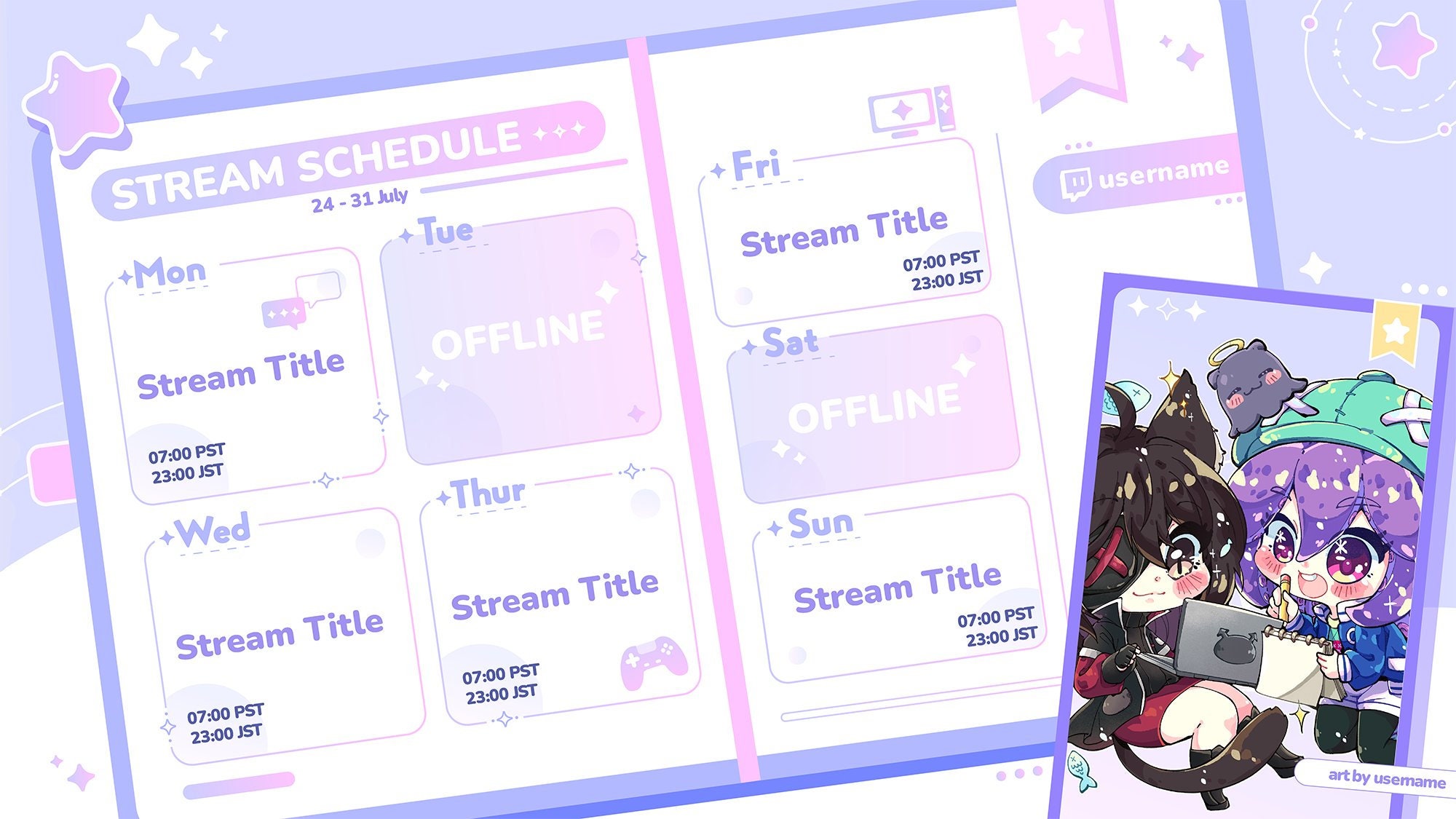 Notebook Stream Schedule Template - Etsy