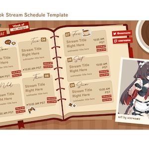 Stream Schedule Template for Twitch & Youtube Streaming / Cute Notebook ...