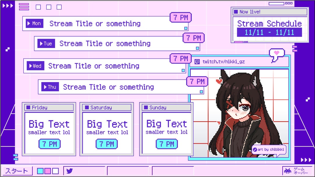 Pixel Stream Schedule Template - Etsy