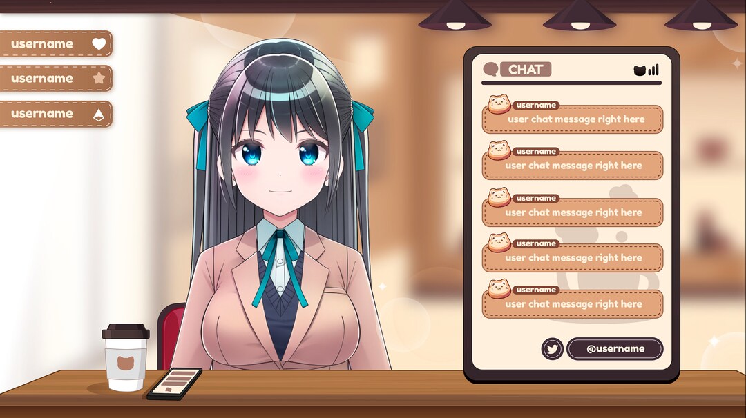 Cozy Cafe Customisable Overlay for Vtuber - Etsy
