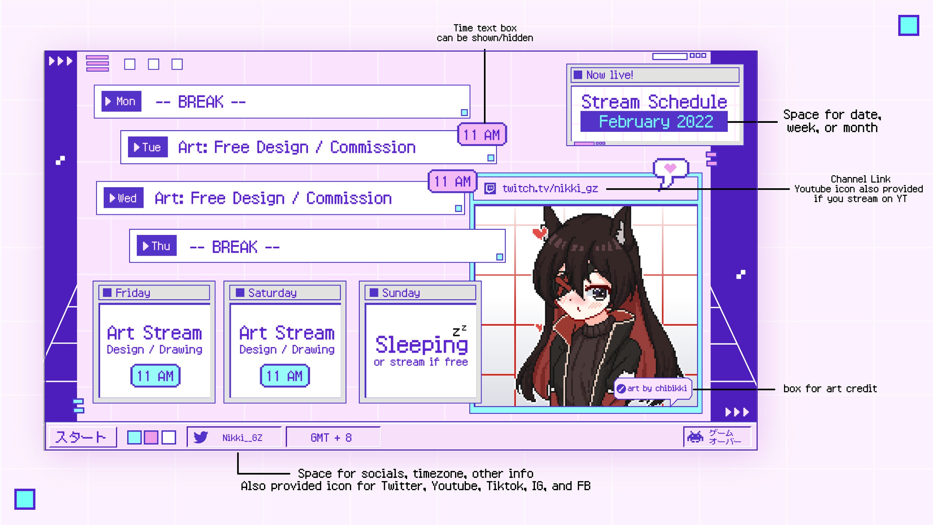 Pixel Stream Schedule Template - Etsy