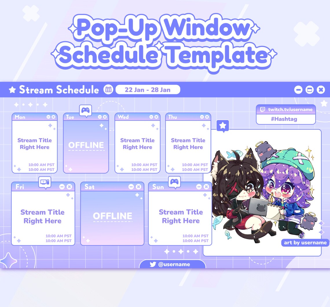 Pop-up Window Schedule Template (5 Colors) - Etsy