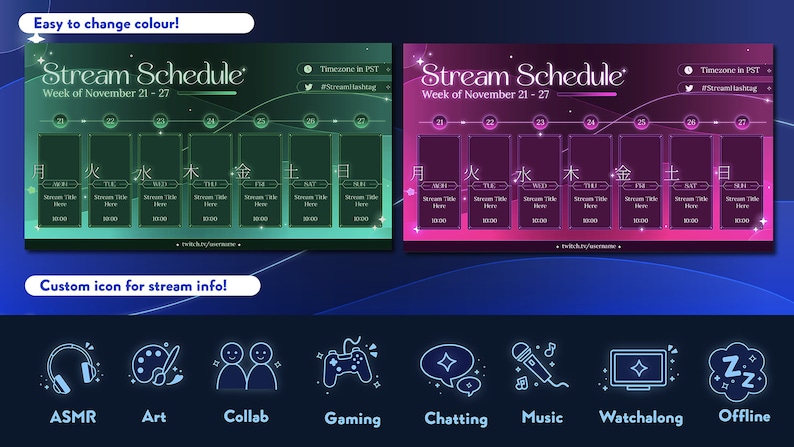 Starry Stream Schedule Template - Etsy