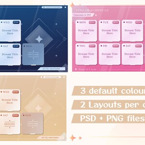 Stream Schedule Template (3 Colours) - Etsy