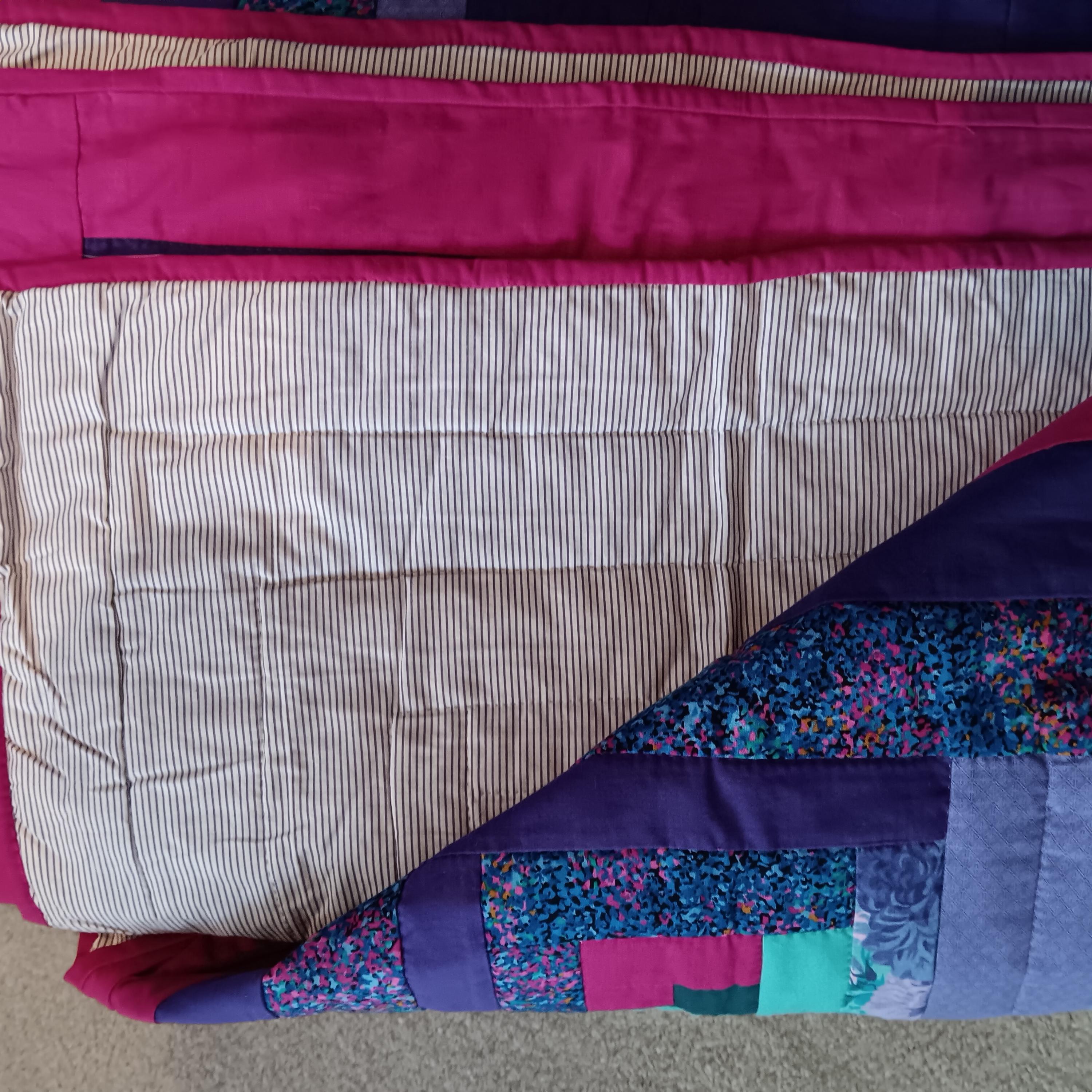 Multi-color Amish Handmade Log Cabin Quilt 104x96 King Washable - Etsy