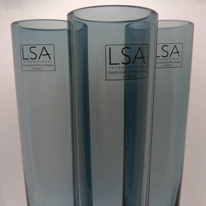1 Smoke Blue LSA International Handcrafted Glass Bud Vase 8.0" Poland ...