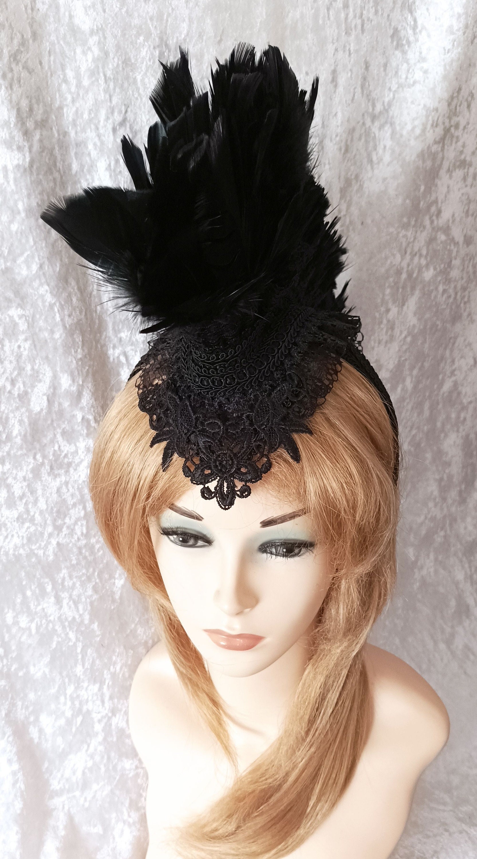 Black Feather Mohawk, Gothic Feather Iroquois, Headpiece, Headdress ...