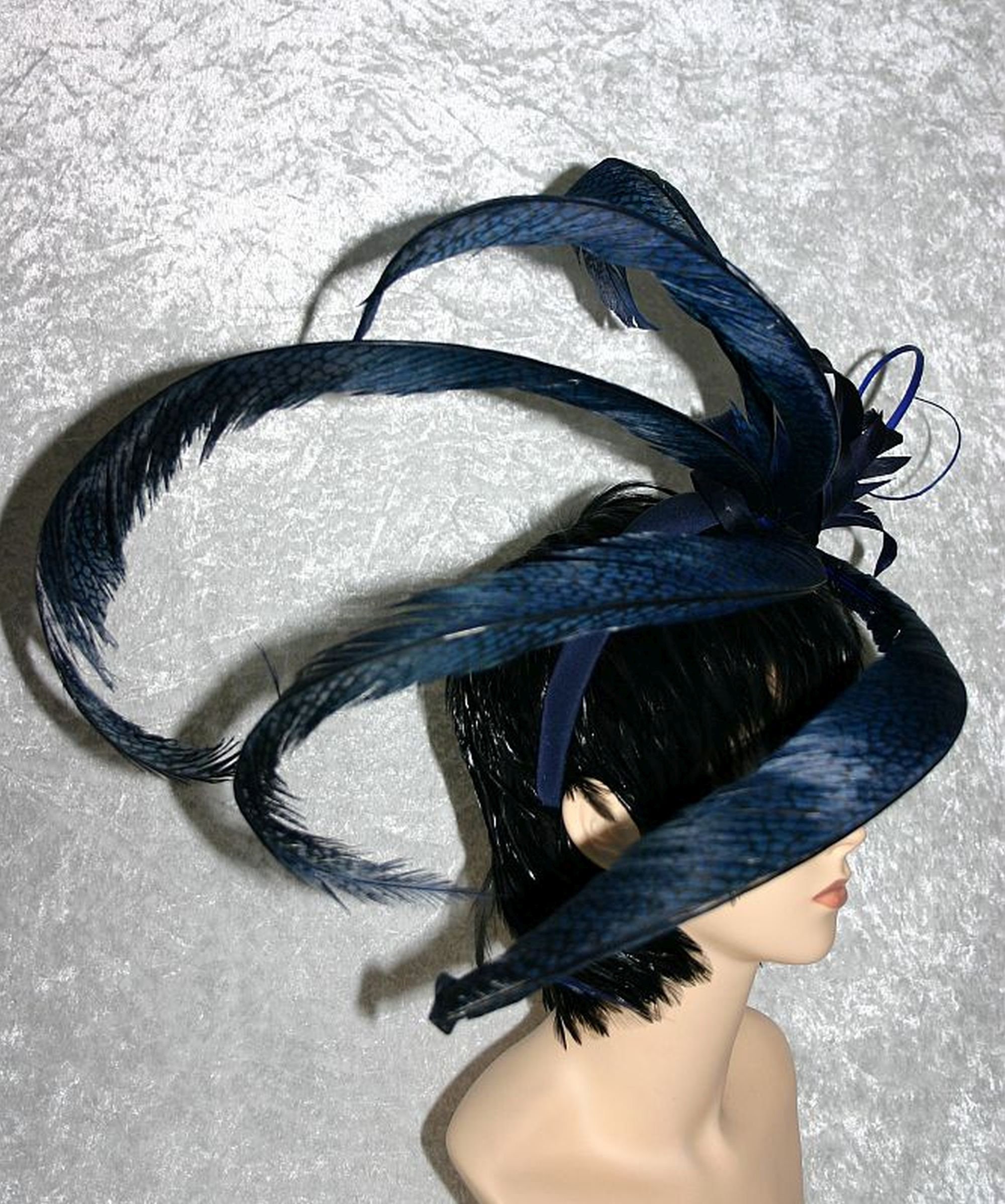 Golden Pheasant Snakes Fascinator, Blue, Feather Headdress, Headpiece ...