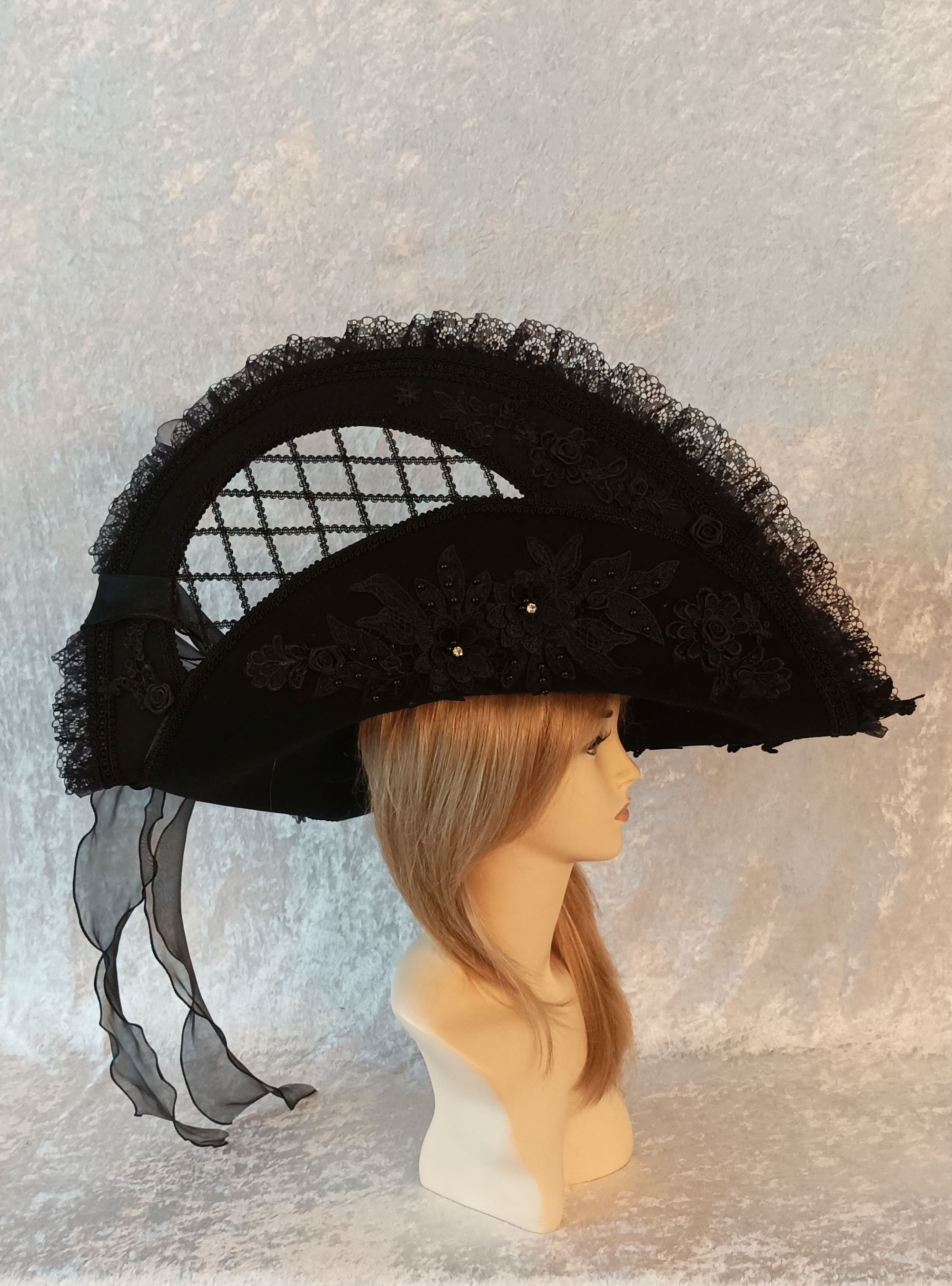Gothic Hat, Modern Tricorn Hat, Big Black Hat, Designer Hat, WGT ...