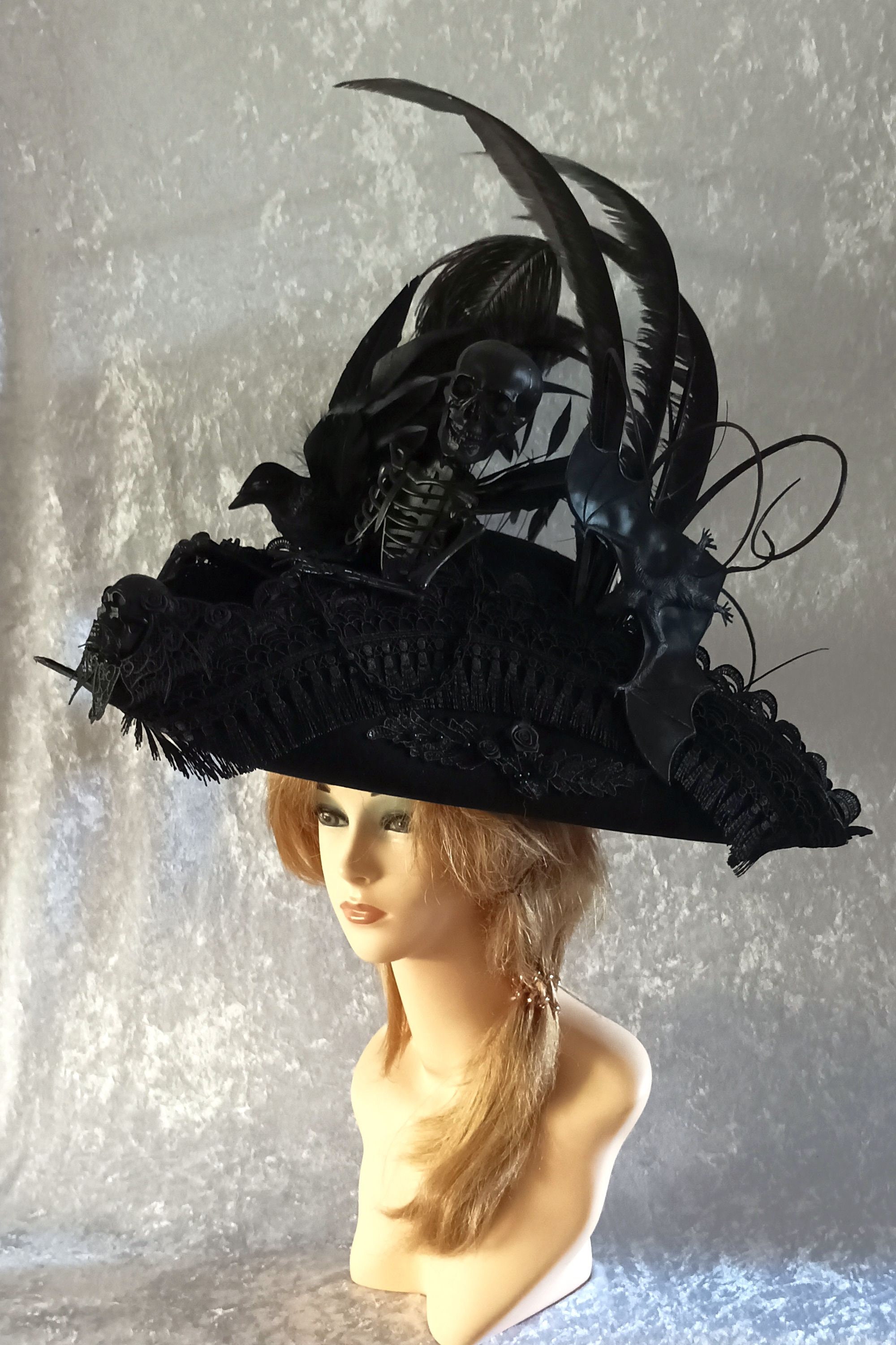 Gothic Hat, Dreispitz, Tricorn Hat, Skull, Crow, Batman, Feather Hat ...