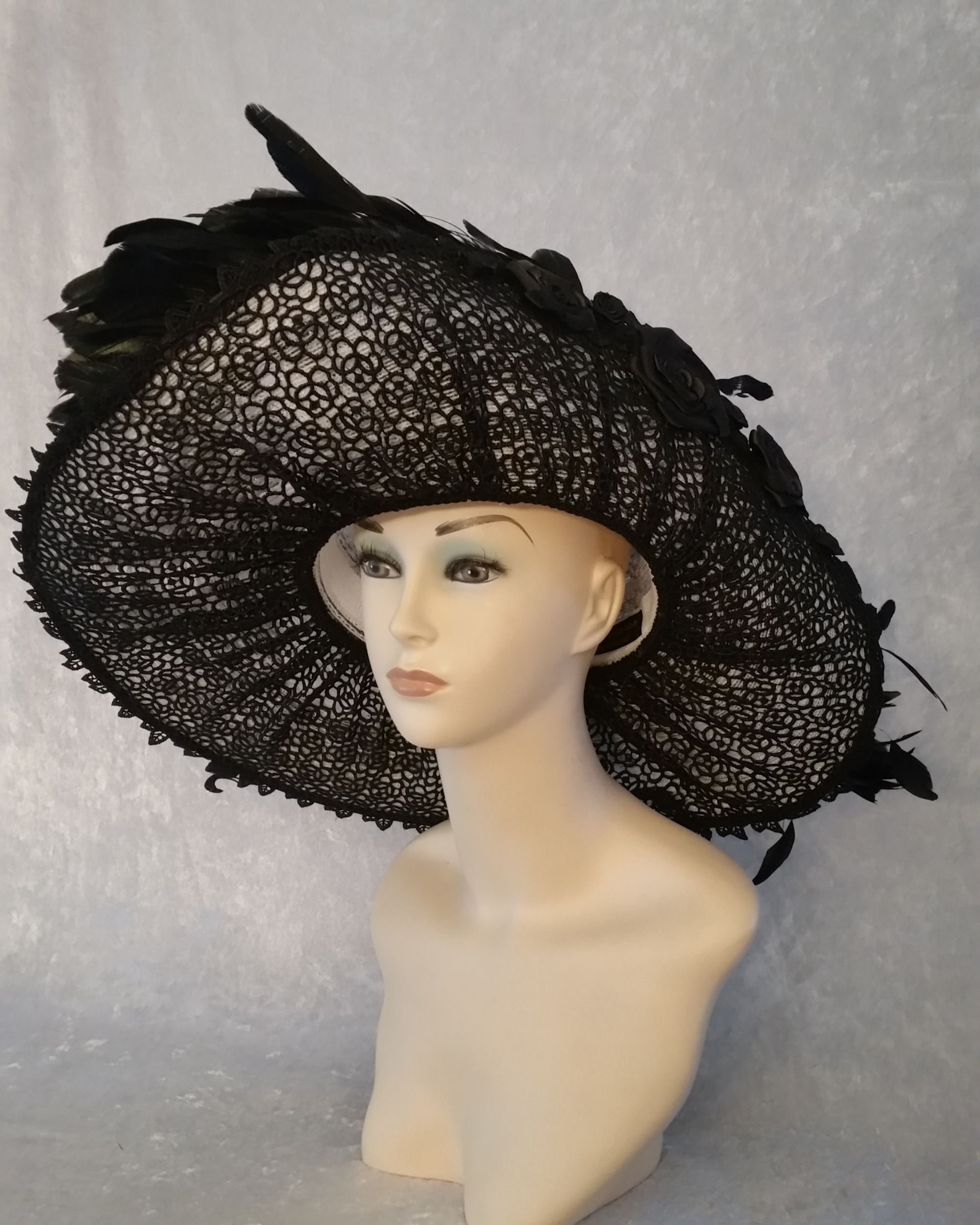 Designer Hat/big Hat/big Black Hat/halloween/ascot Hat/kentucky Derby ...