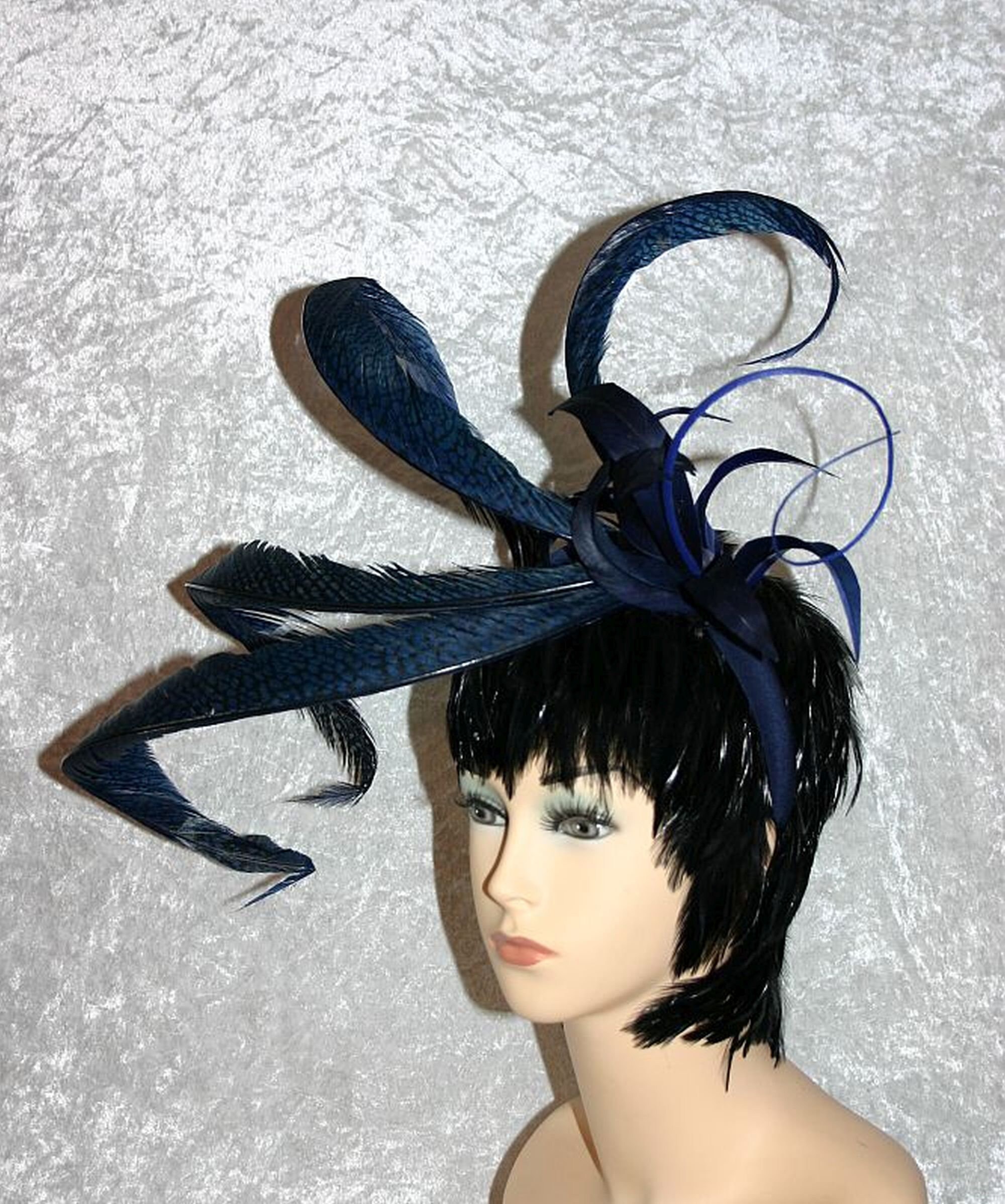 Golden Pheasant Snakes Fascinator, Blue, Feather Headdress, Headpiece ...