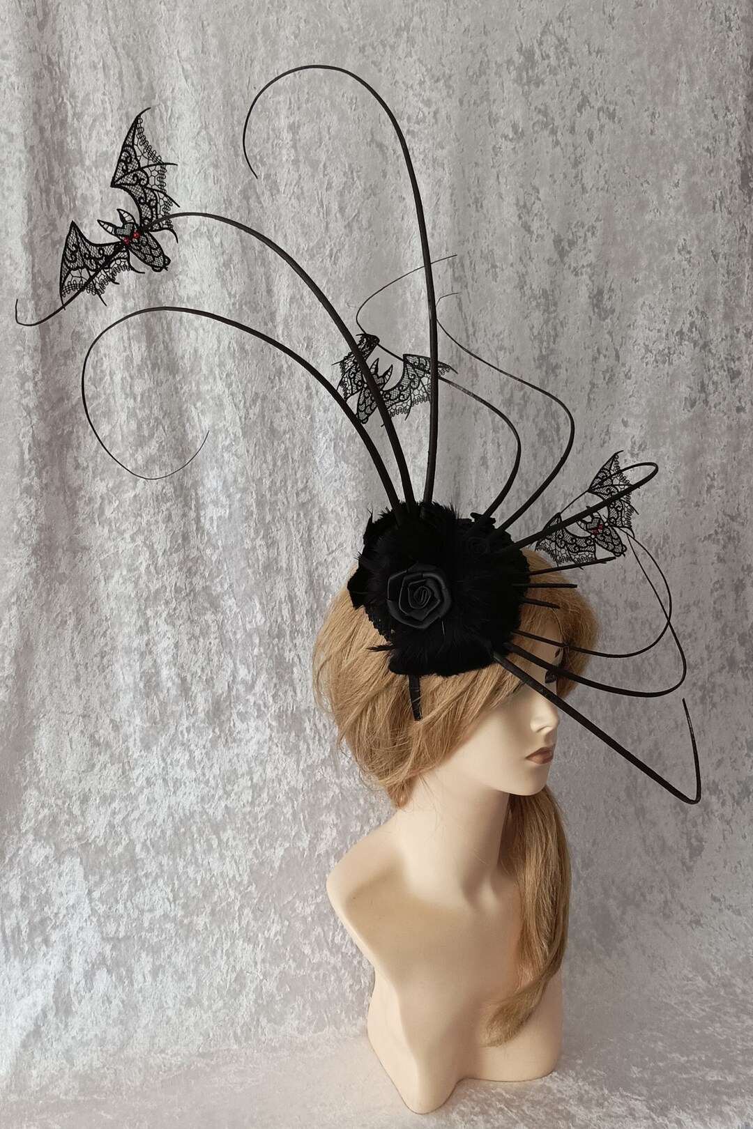 Night of the Bats, Gothic Feather Headdress, Gothic Hat, Fascinator ...
