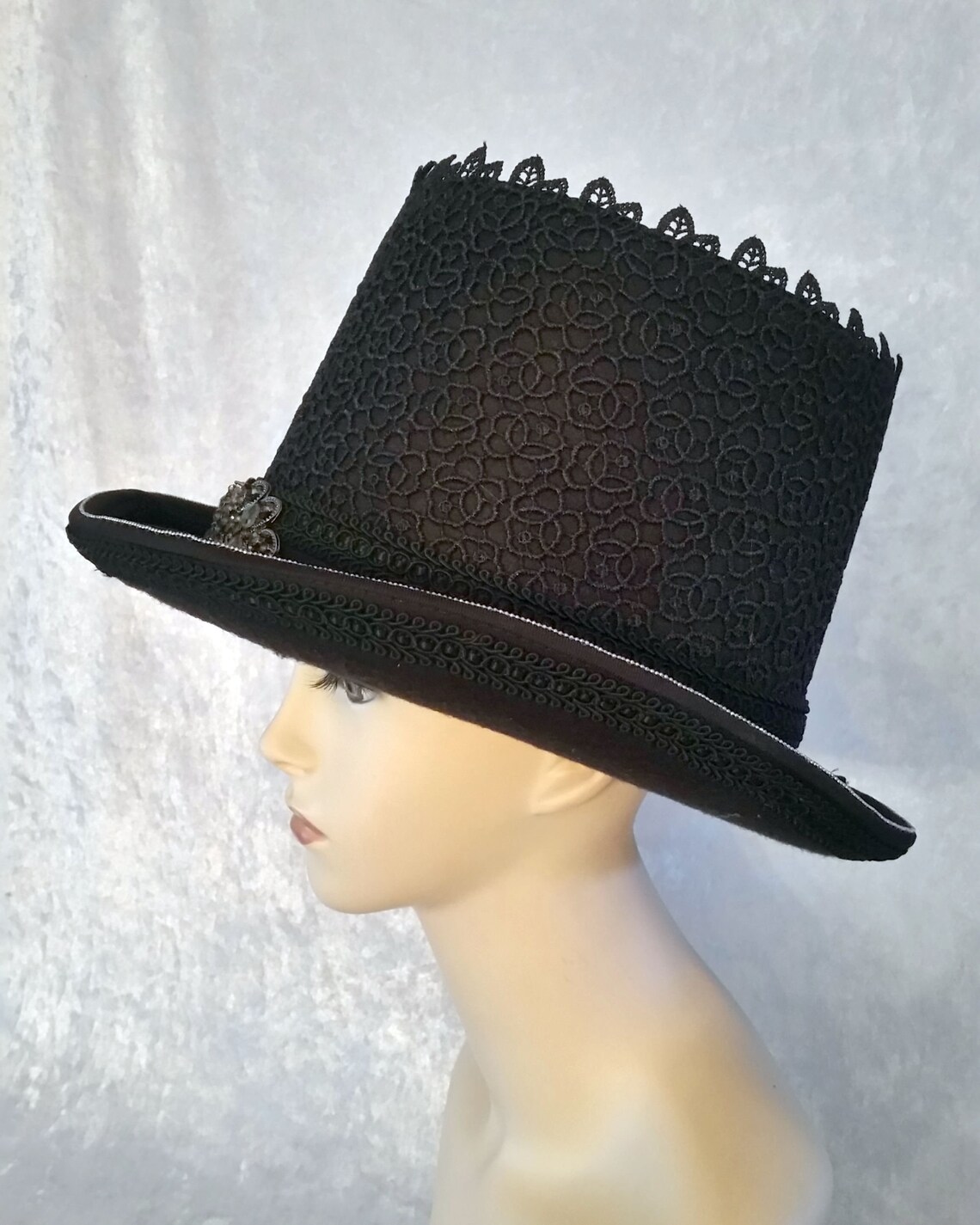 Gothic Cylinder With Lace Cylinder Hat Headpiece Headdress | Etsy