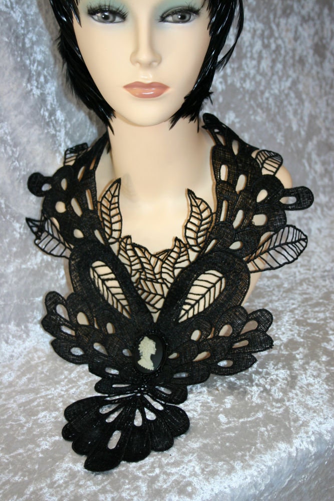 Collar de encaje gótico 6 con cabujón, collar de encaje victoriano ...