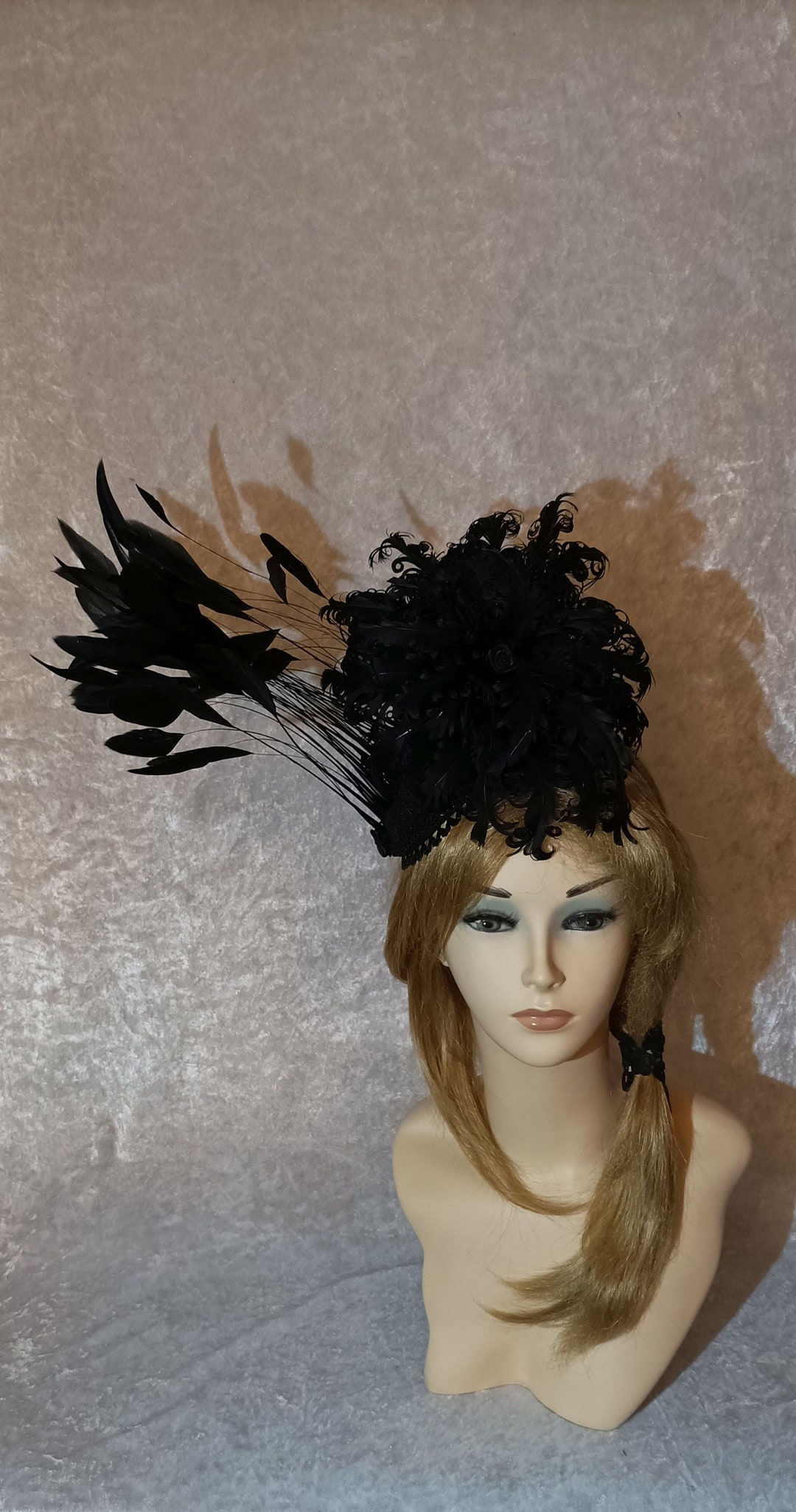 Big Flower Fascinator, Gothic, Unique, Headpiece, Feather Hat, Designer ...