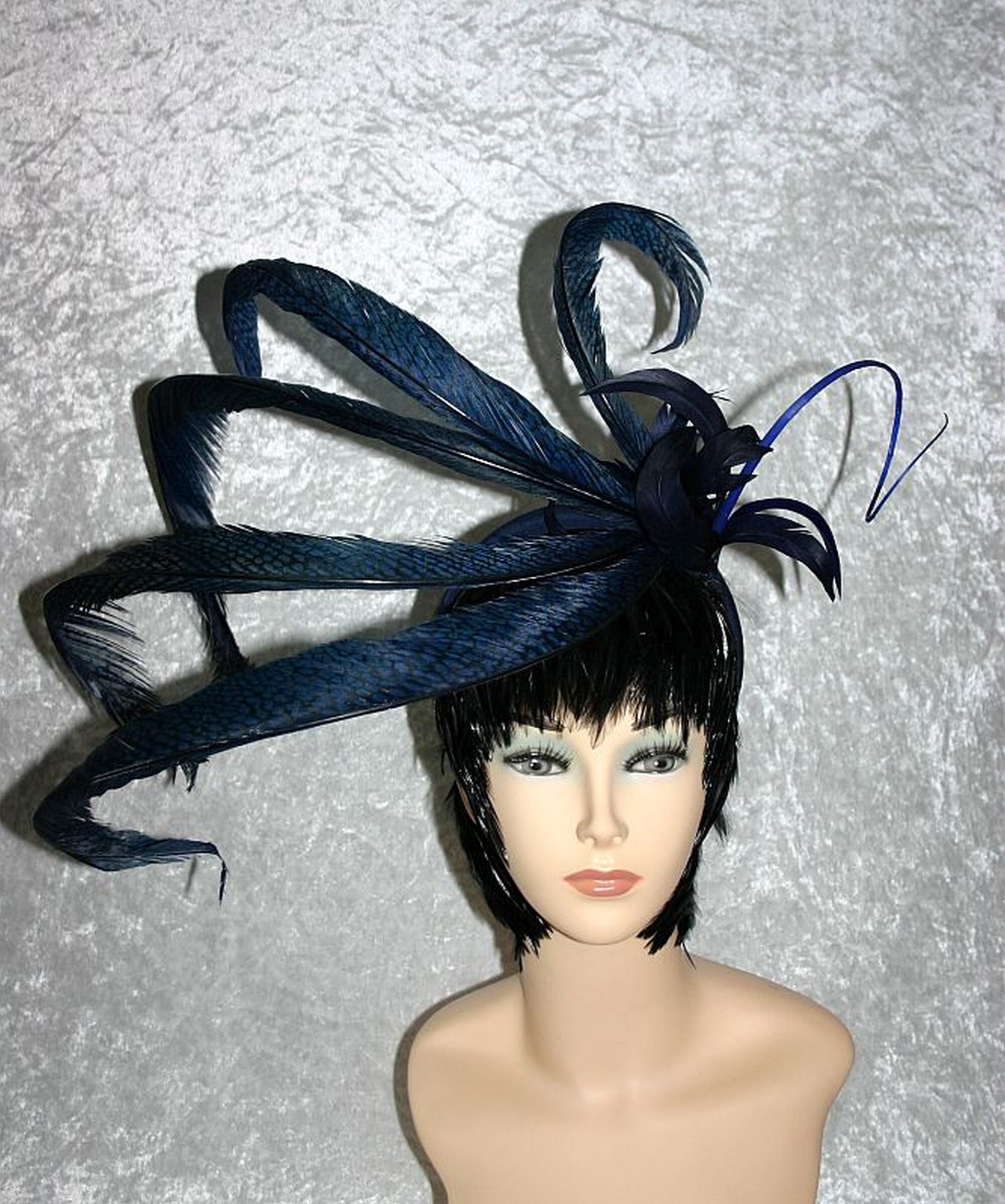 Golden Pheasant Snakes Fascinator, Blue, Feather Headdress, Headpiece ...