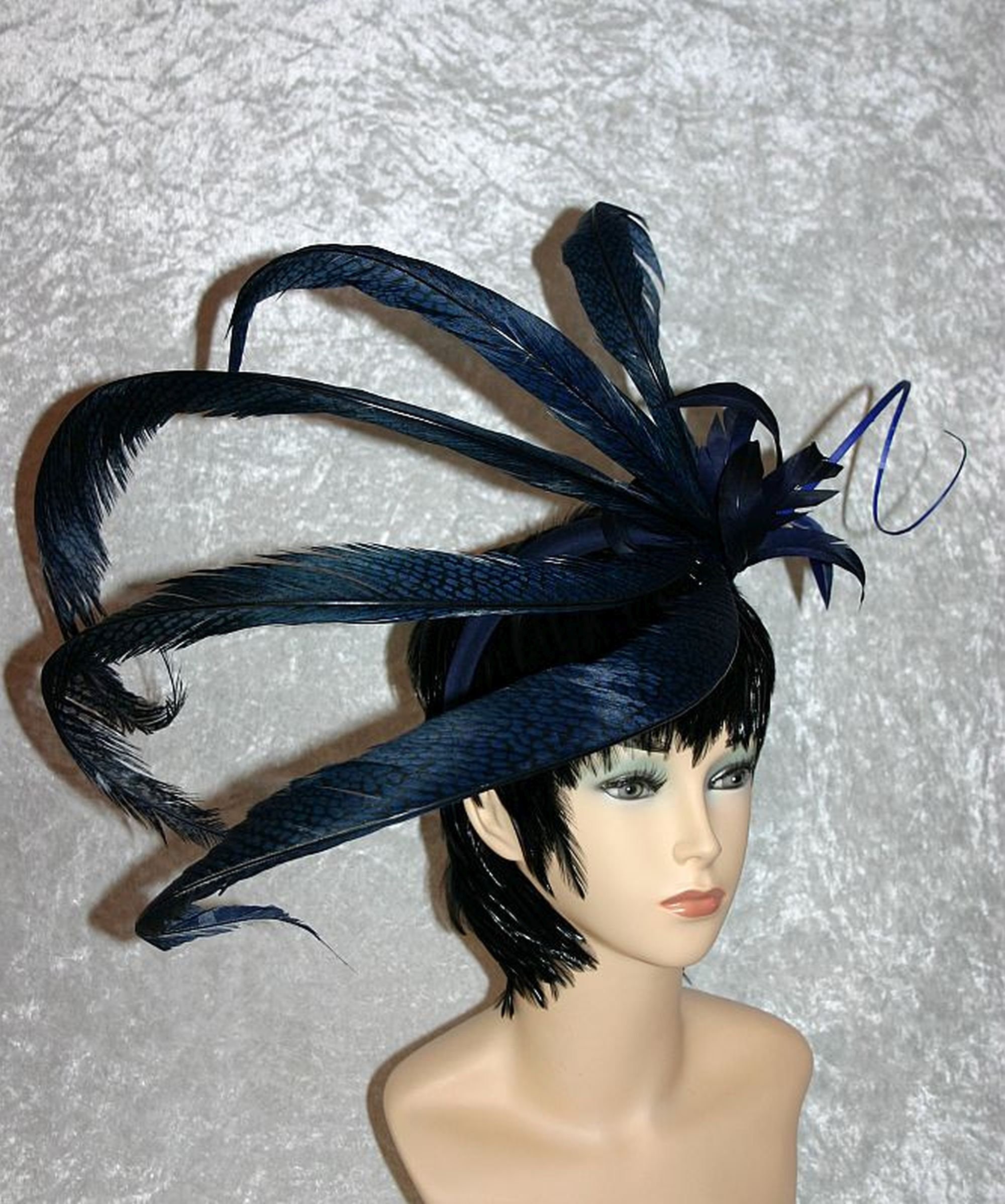 Golden Pheasant Snakes Fascinator, Blue, Feather Headdress, Headpiece ...