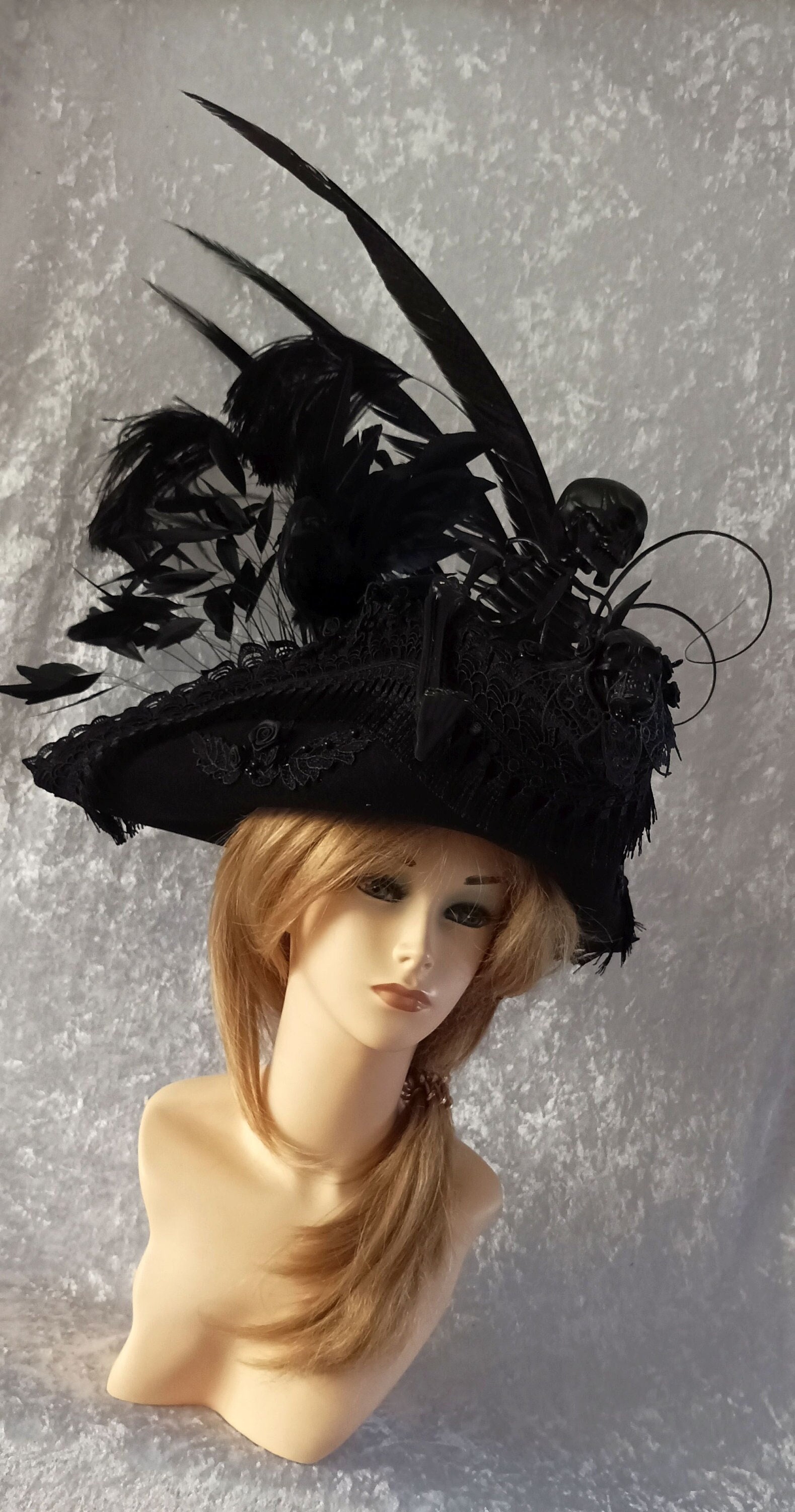 Gothic Hat, Dreispitz, Tricorn Hat, Skull, Crow, Batman, Feather Hat ...