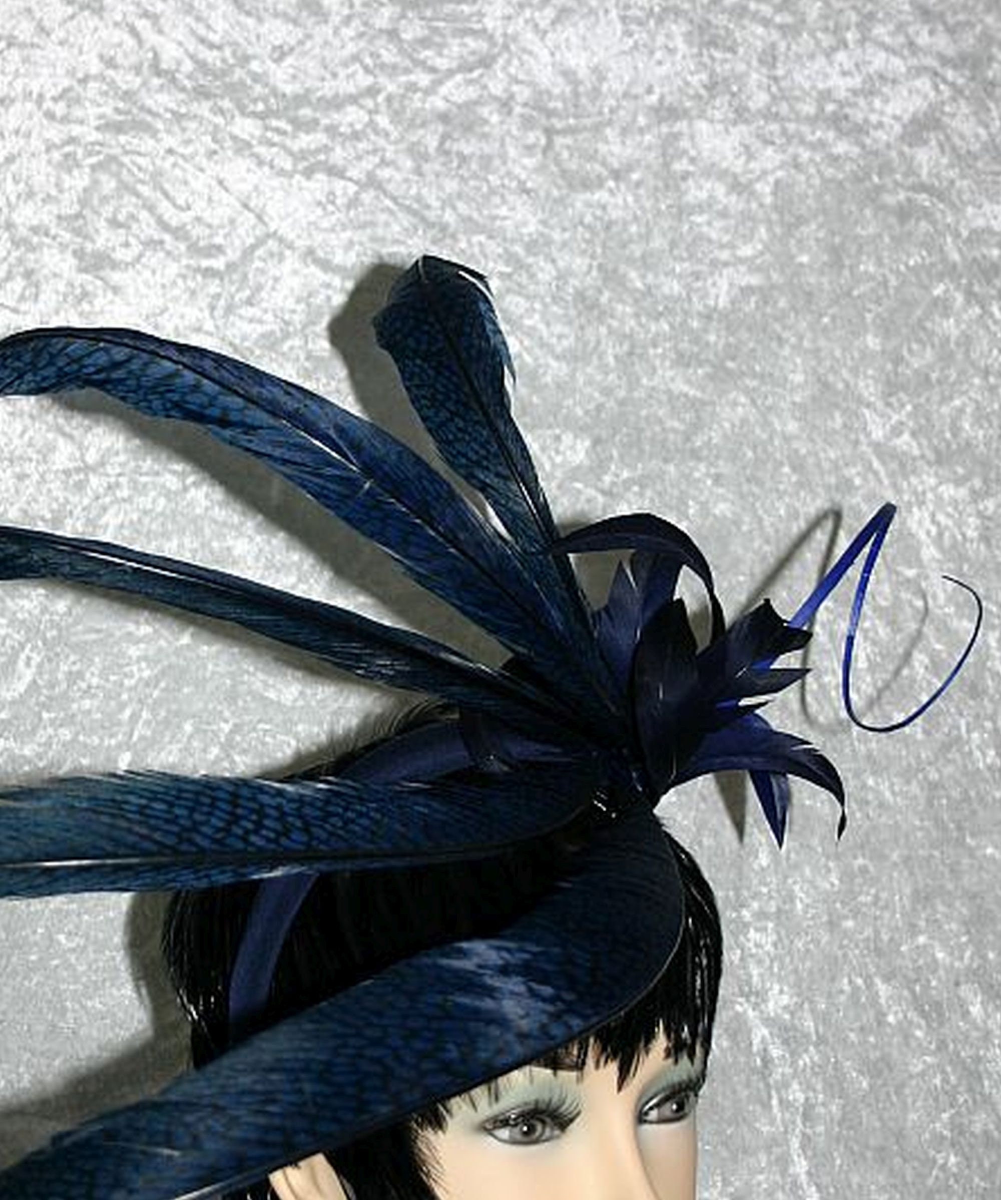 Golden Pheasant Snakes Fascinator, Blue, Feather Headdress, Headpiece ...