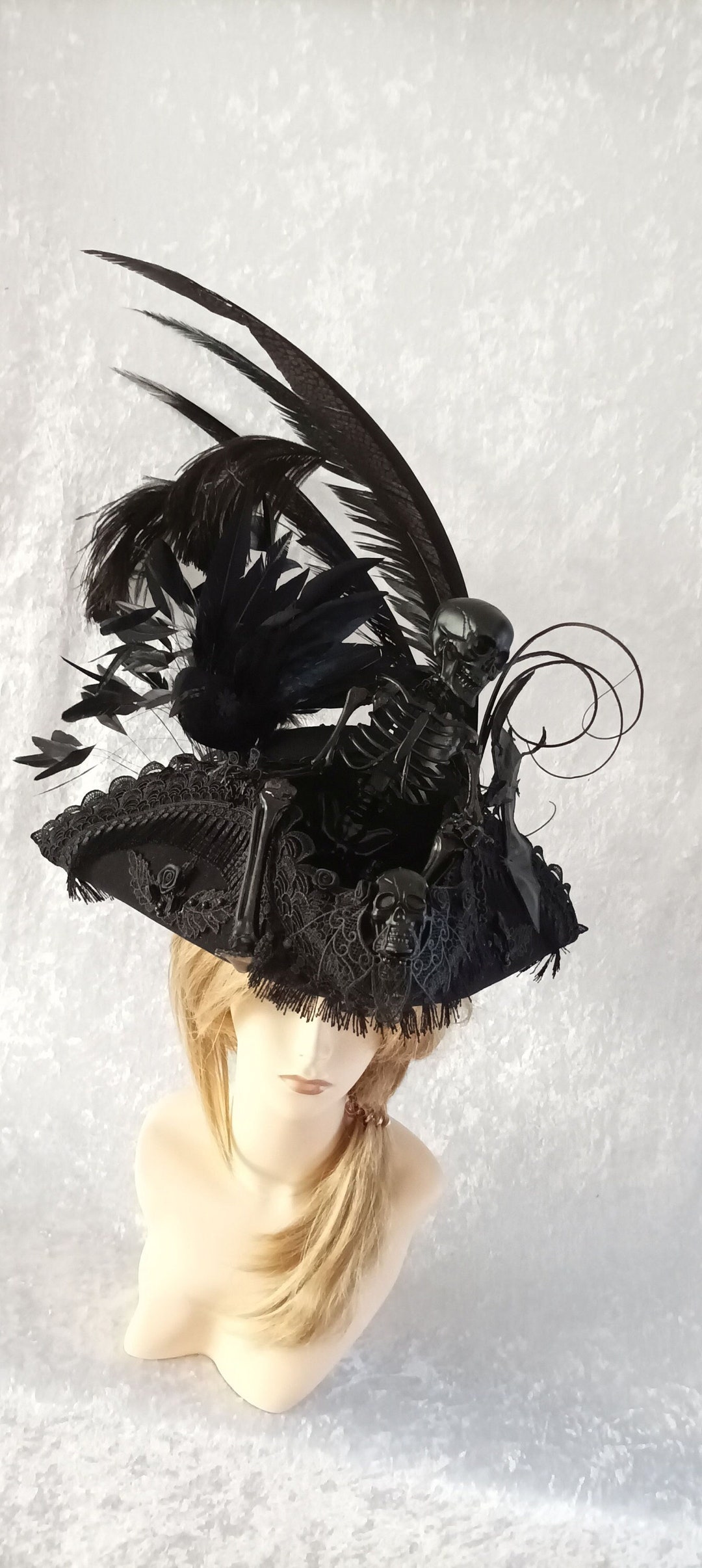 Gothic Hat, Dreispitz, Tricorn Hat, Skull, Crow, Batman, Feather Hat ...