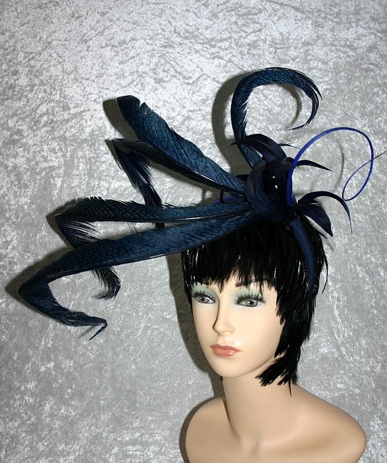 Golden Pheasant Snakes Fascinator, Blue, Feather Headdress, Headpiece ...