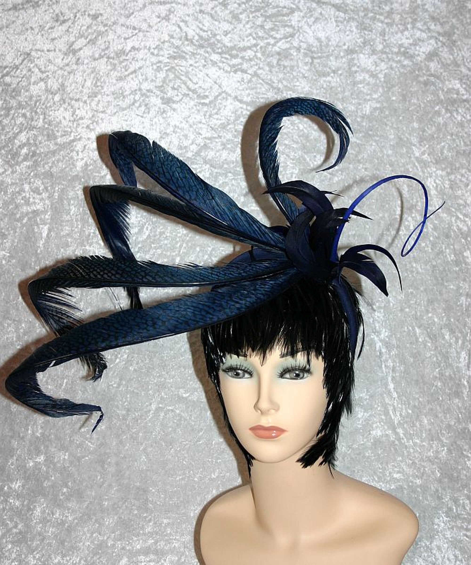 Golden Pheasant Snakes Fascinator, Blue, Feather Headdress, Headpiece ...