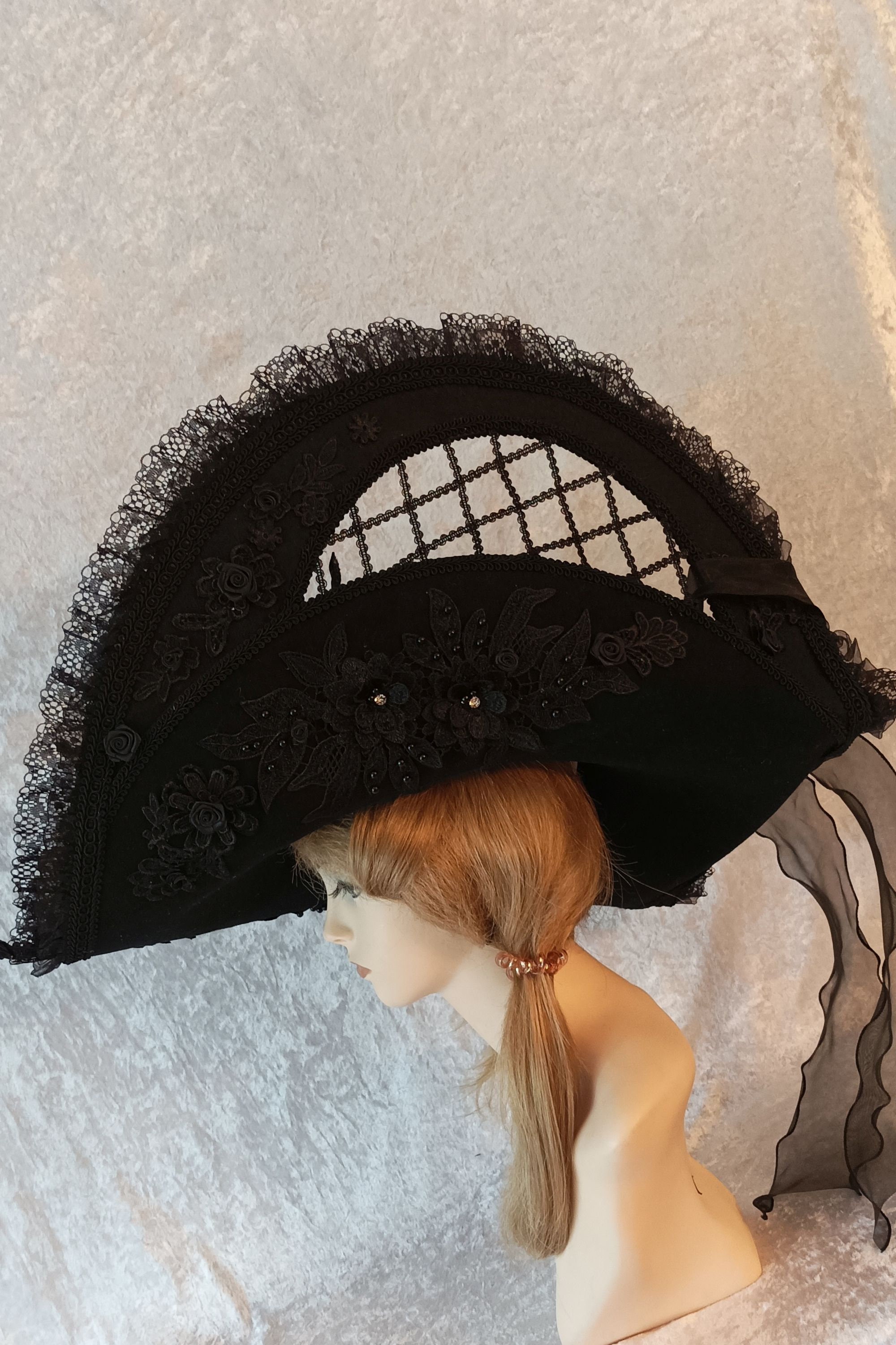 Gothic Hat, Modern Tricorn Hat, Big Black Hat, Designer Hat, WGT ...