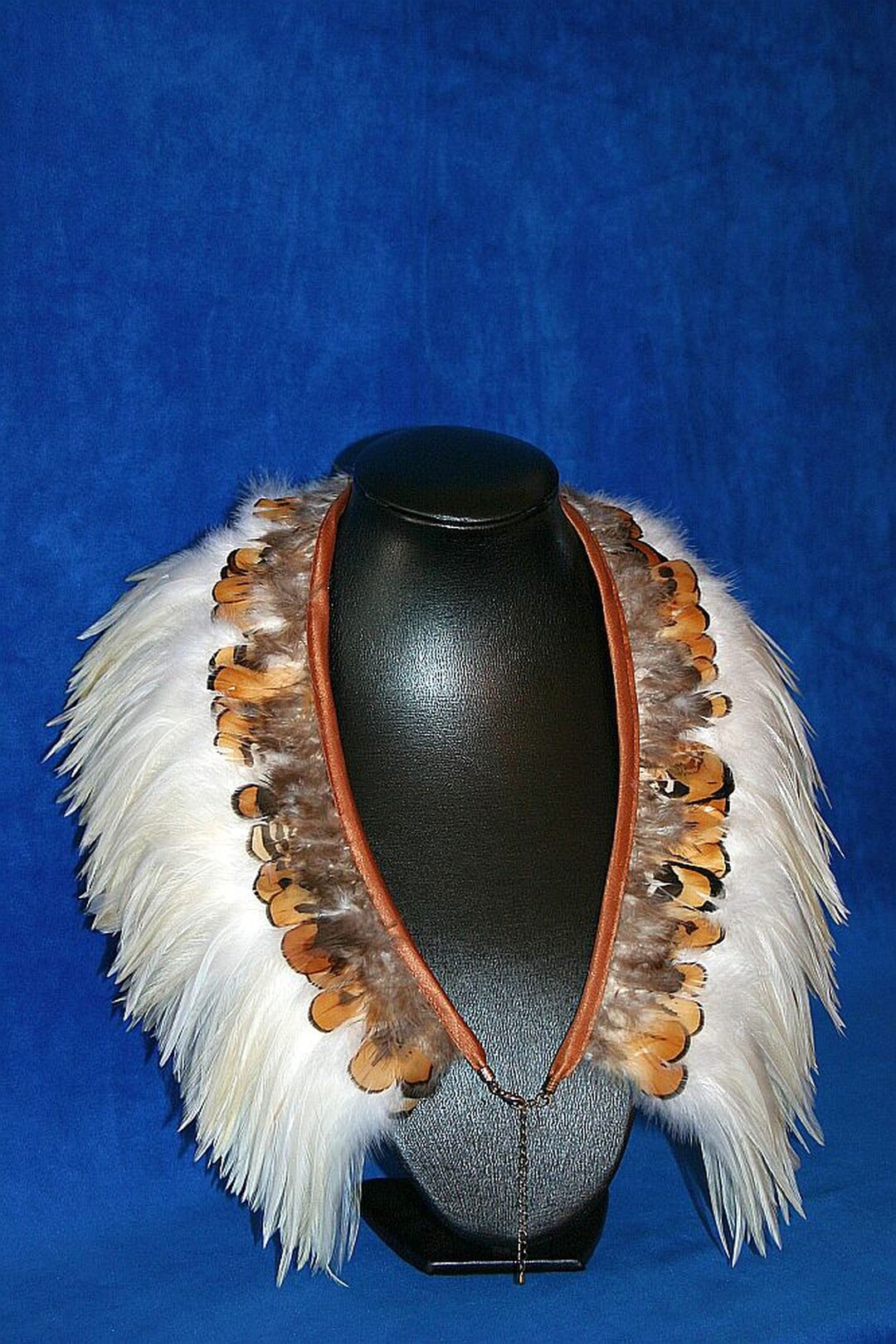 Feather Collar Cream Shiny Feather Collar With Royal Pheasant - Etsy
