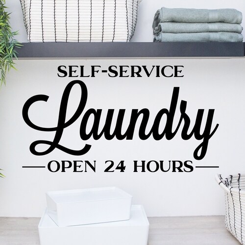 LAUNDRY Room Door Decal Self Service Laundry Open 24 Hours - Etsy