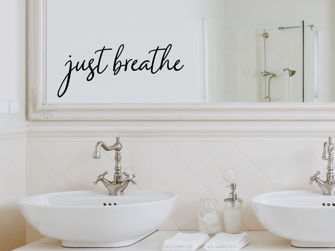 Just Breathe Cursive Wall Decal Vinyl Decal Bathroom - Etsy