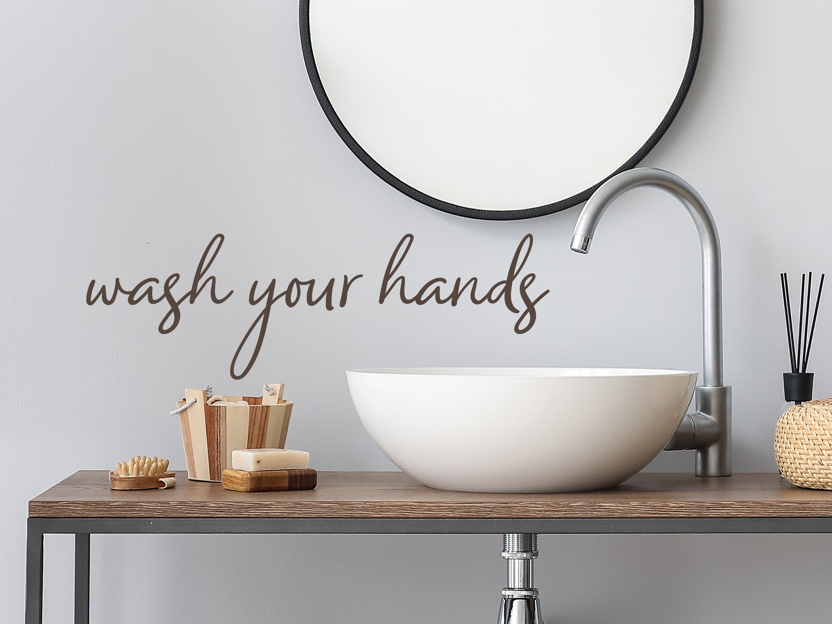 Wash Your Hands Cursive Wall Decal Vinyl Decal Bathroom | Etsy