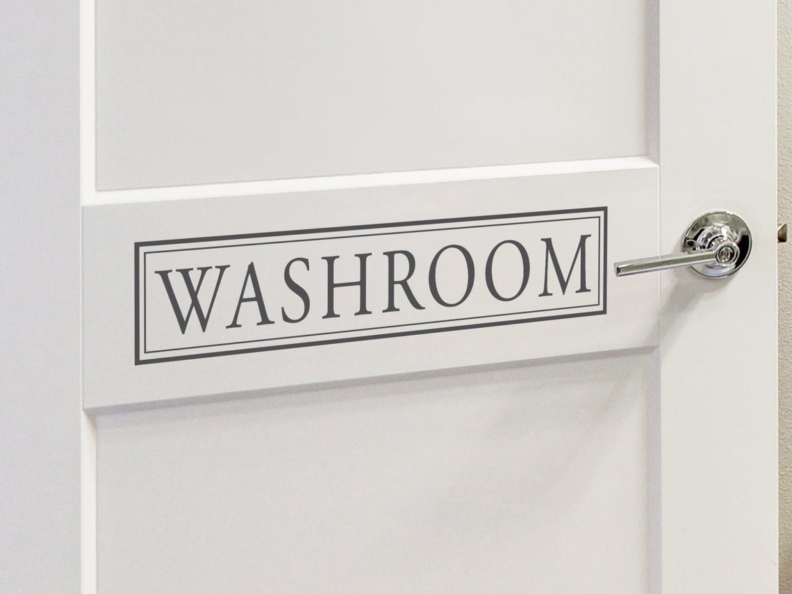 Washroom Wall Decal Washroom Door Sign Door Decal | Etsy