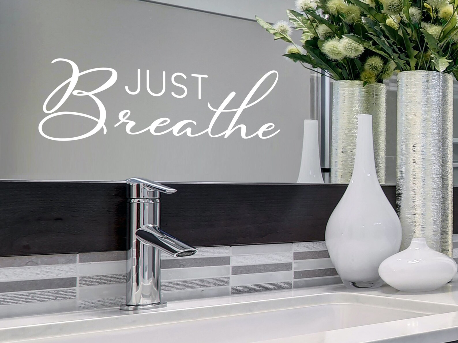 Just Breathe Script Wall Decal Vinyl Decal Bathroom Wall - Etsy