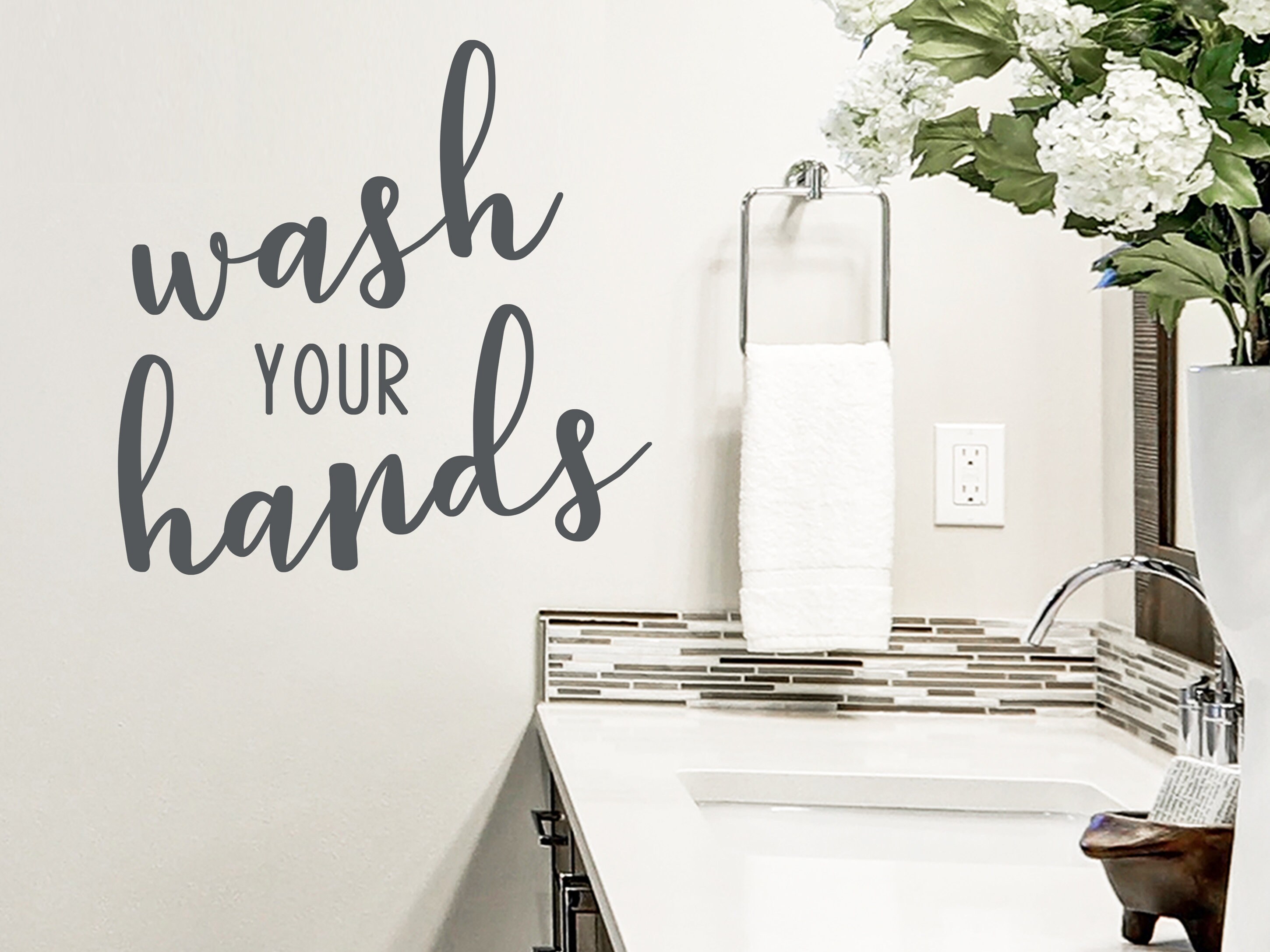 Wash Your Hands Wall Decal Bathroom Wall Decals Vinyl | Etsy