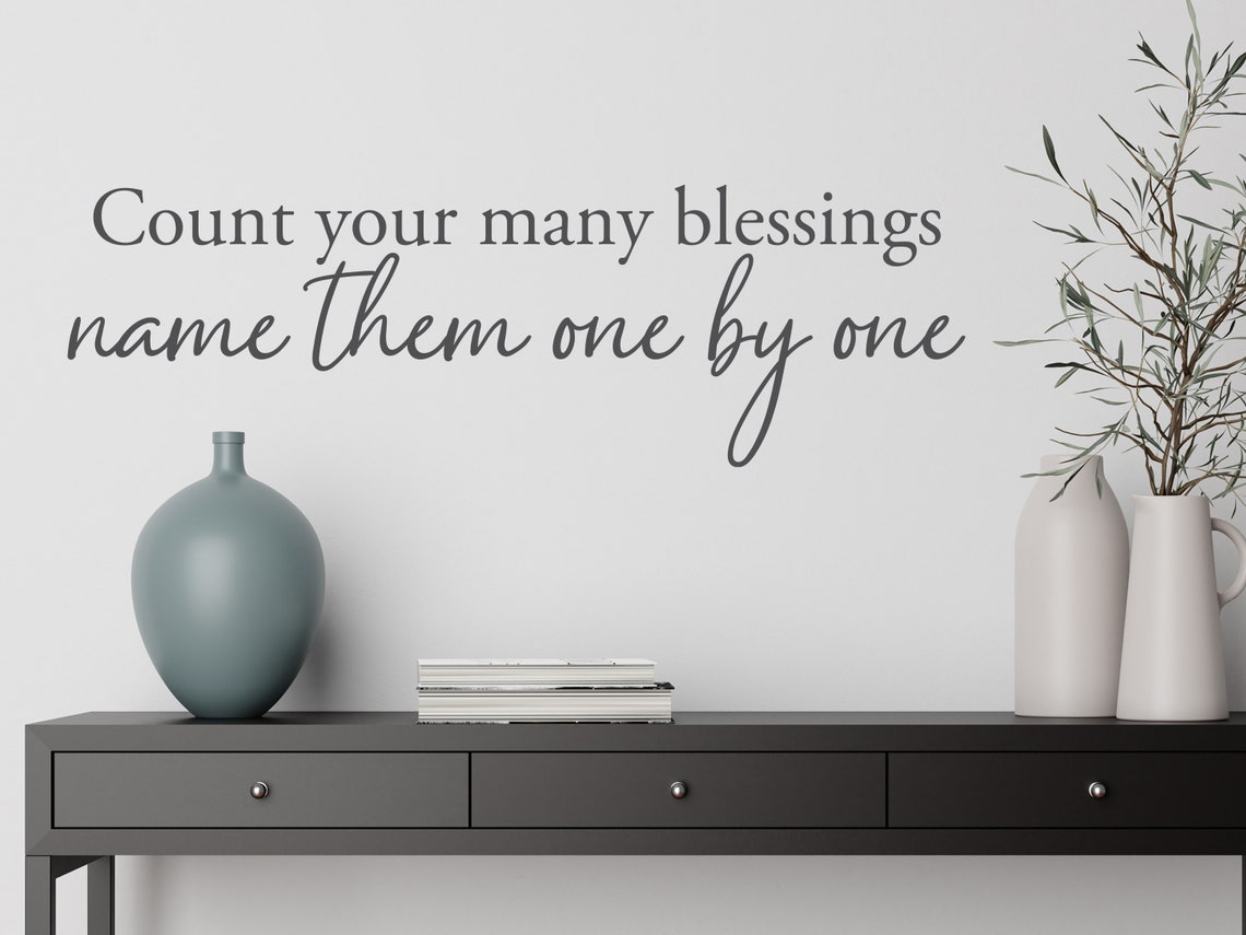 Count Your Many Blessings Name Them One By One Script Wall | Etsy