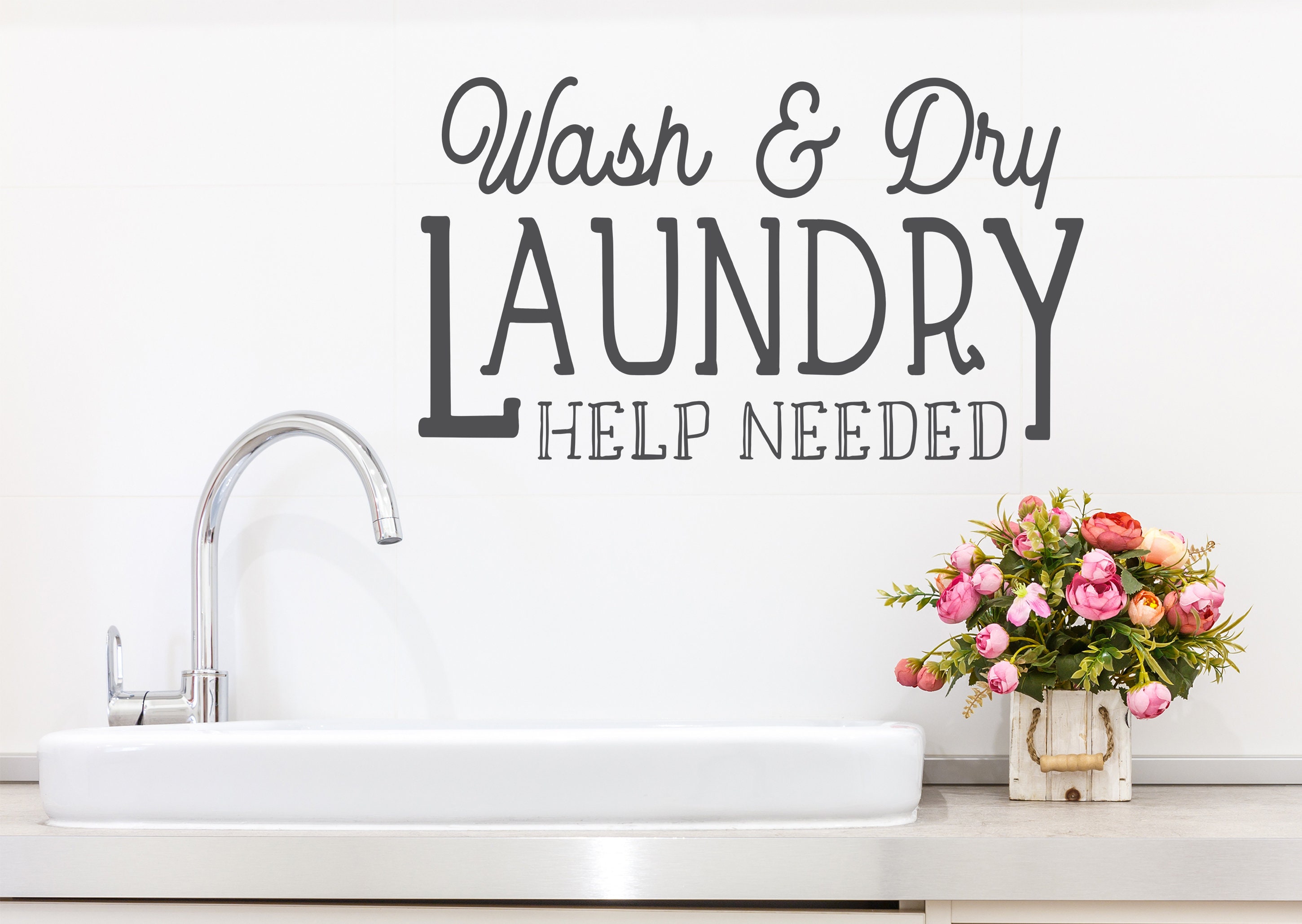 Wash and Dry Laundry Help Needed Wall Decal Vinyl Decal | Etsy