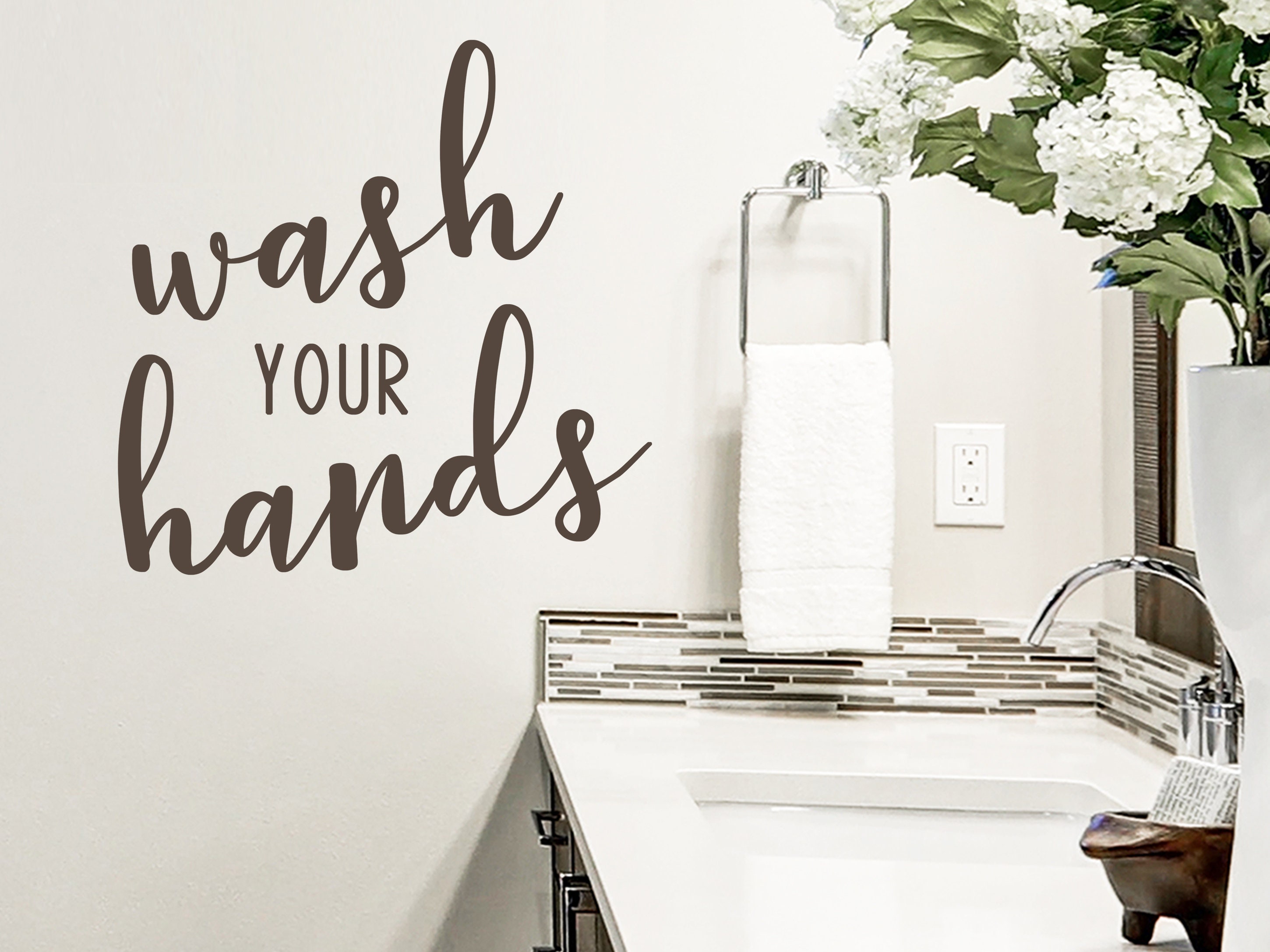 Wash Your Hands Wall Decal Bathroom Wall Decals Vinyl | Etsy