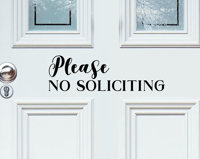 No Soliciting Vinyl Decal Sticker Front Door Front Door Decals Fancy ...