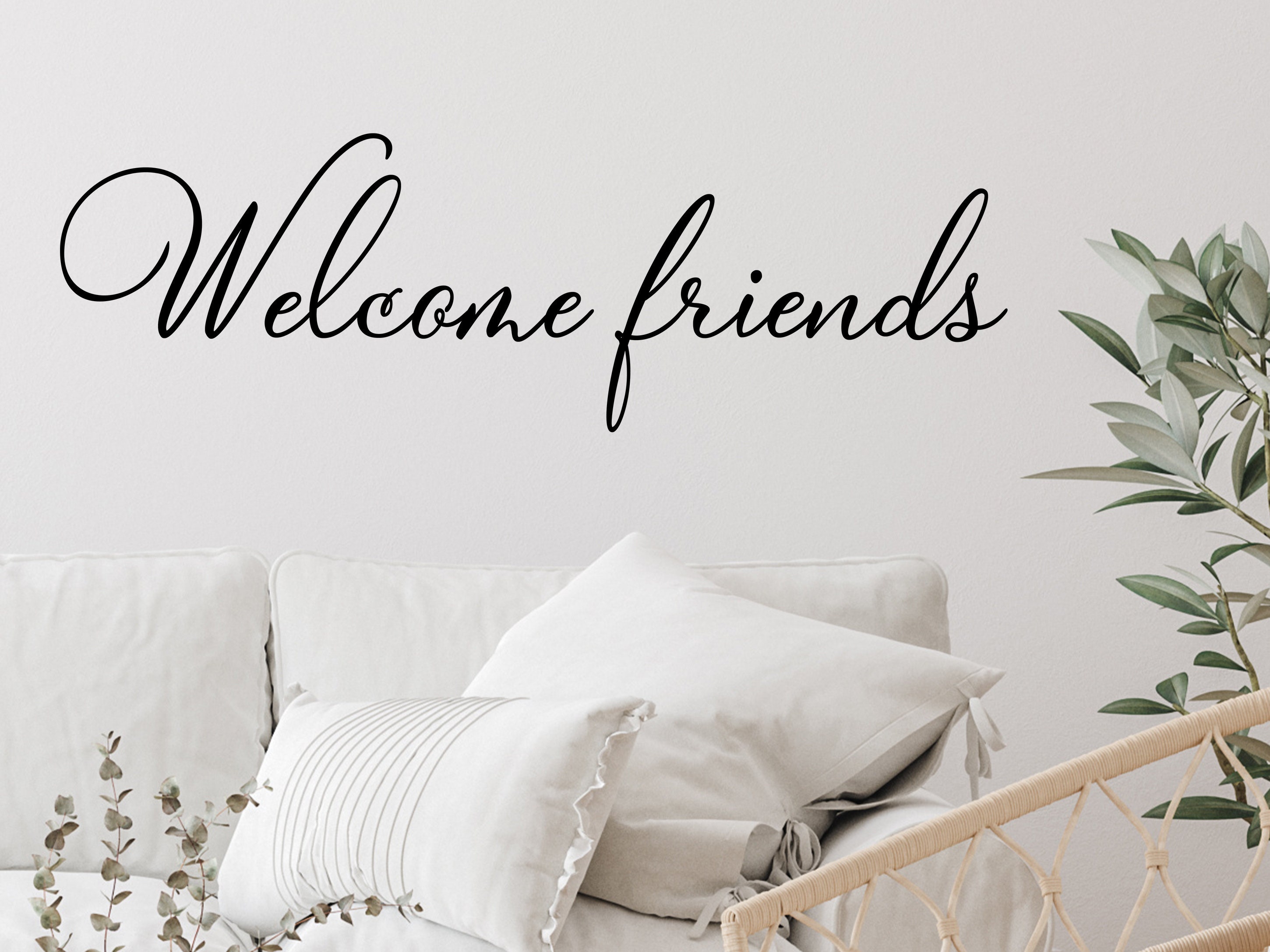 Welcome Friends Cursive Wall Decal Living Room Wall Decal | Etsy
