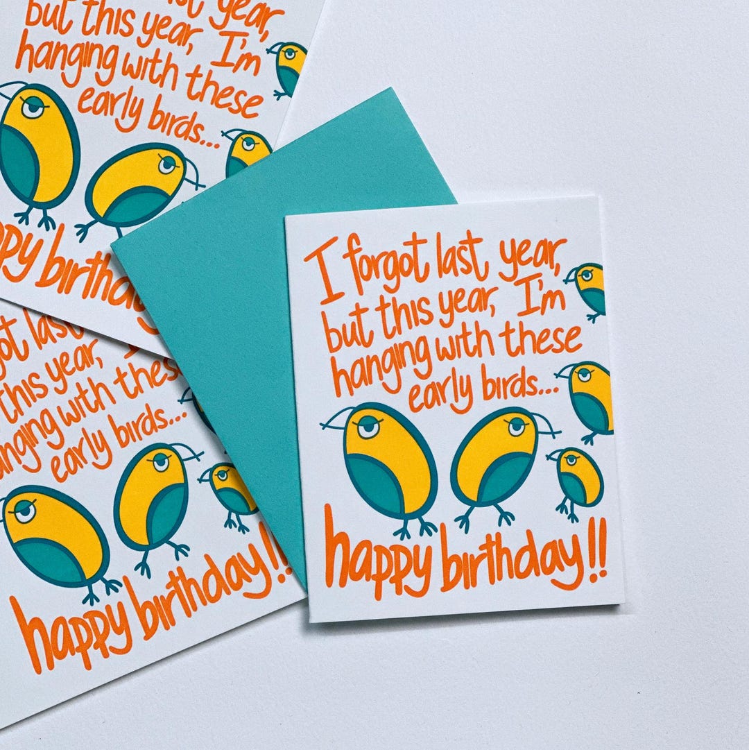 Early Bird Birthday Card, Funny Birthday Card for a Friend - Etsy