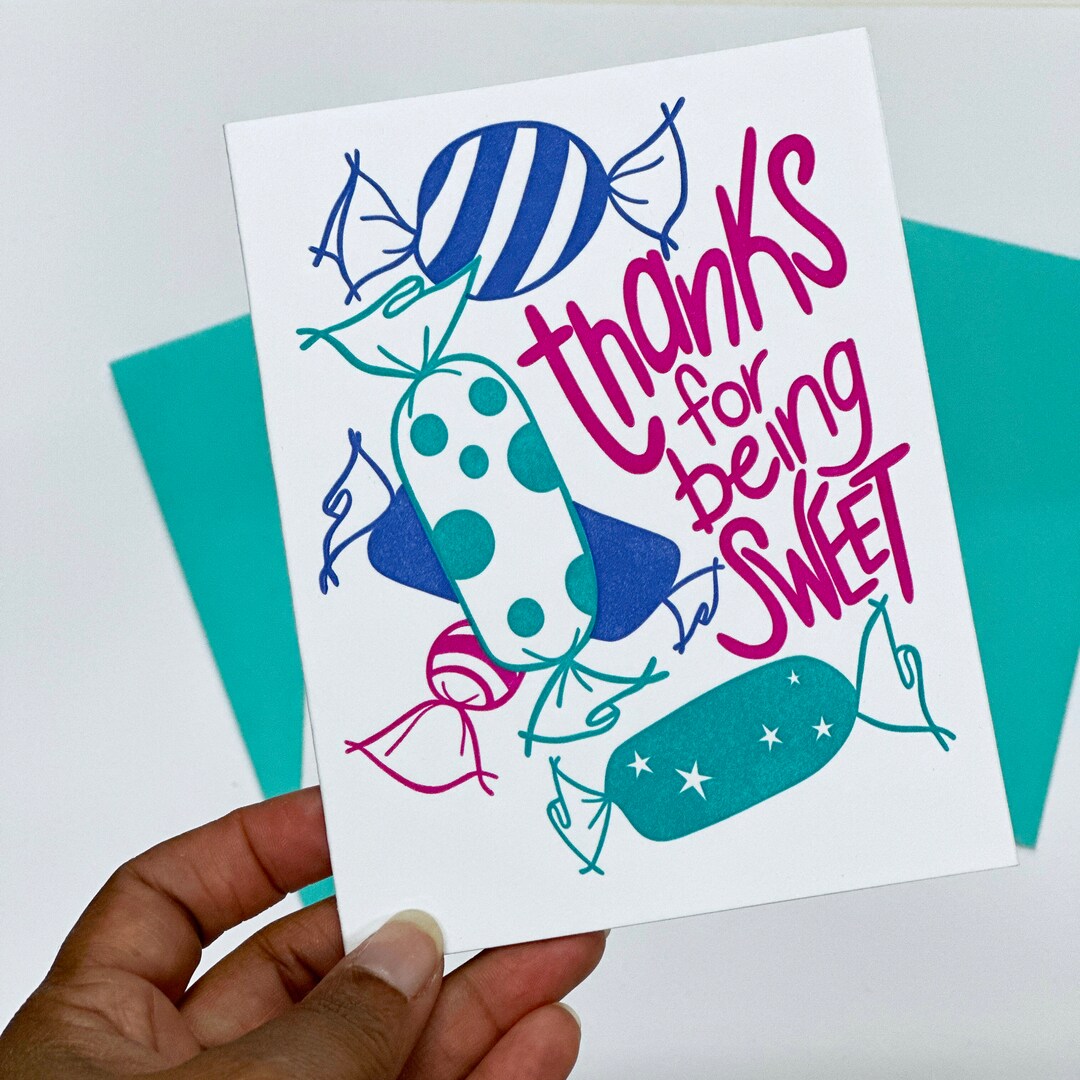 Sweet Thank You Card Candy Theme Thank You Card Show Gratitude, Show ...
