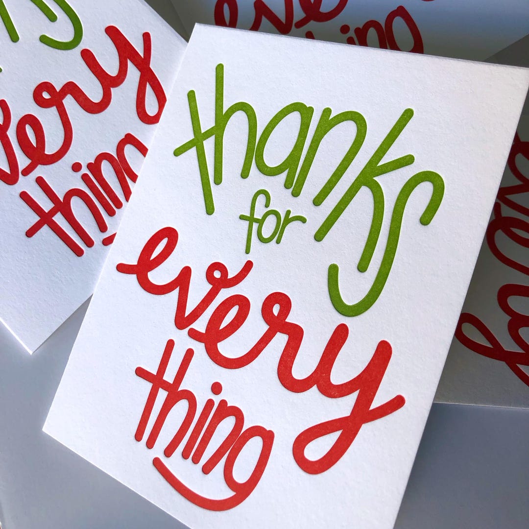 Thanks for Everything Greeting Card | Letterpress Greeting Card | Thank ...