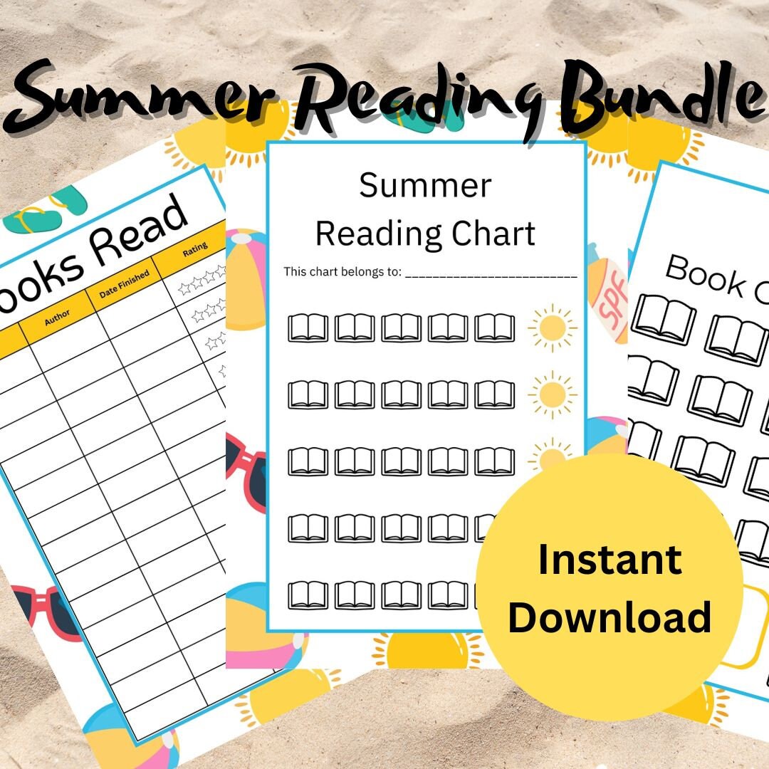 Kids Summer Reading Bundle, Instant Download, Reading Chart, Book Log ...