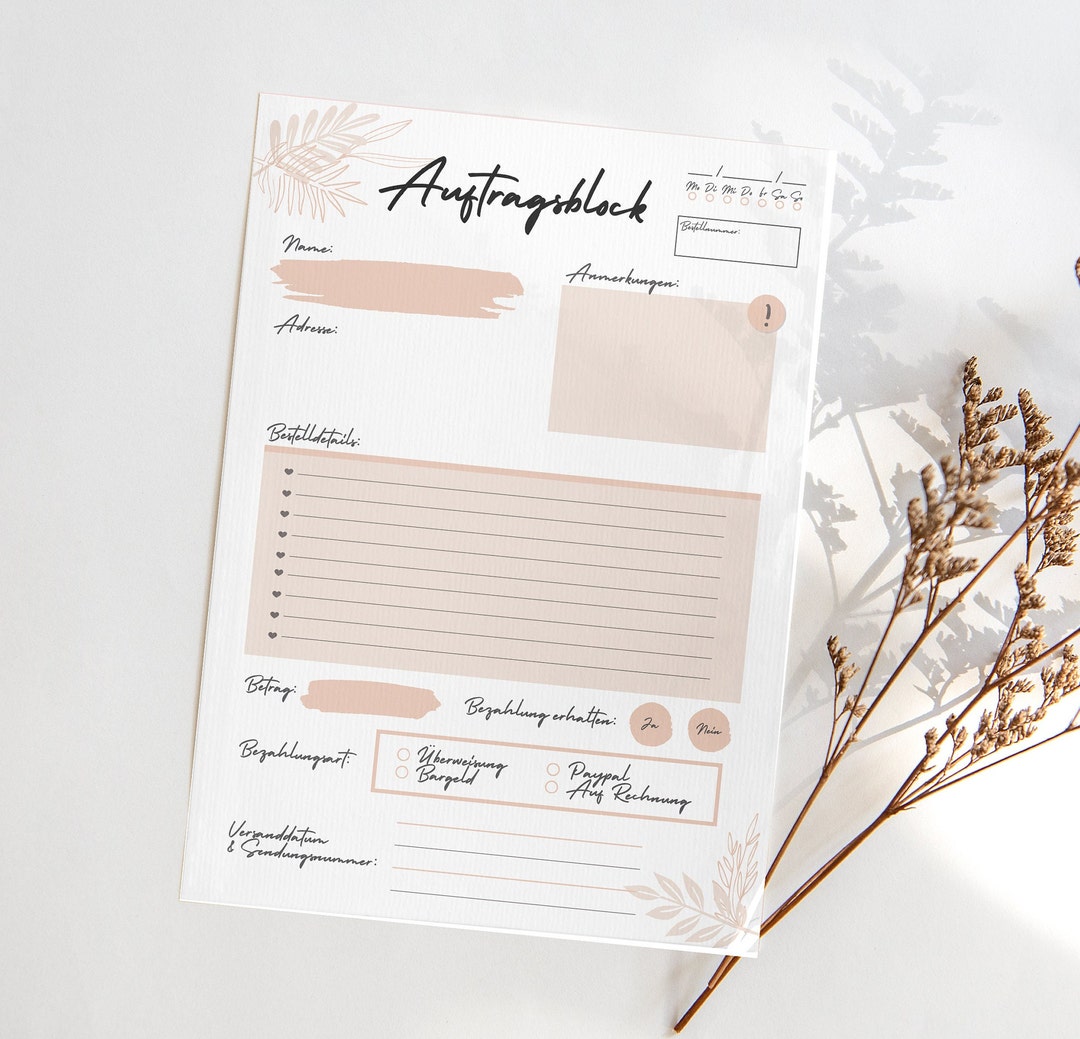 Order Pad DIN A5 Invoice Pad Notepad Receipt Pad Order Book Orders Self ...