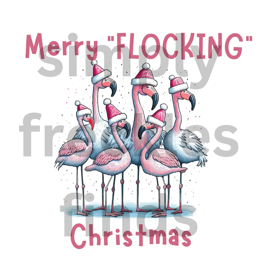 Merry Flocking Christmas Flamingos Pink Pastel Modern Merry Christmas ...